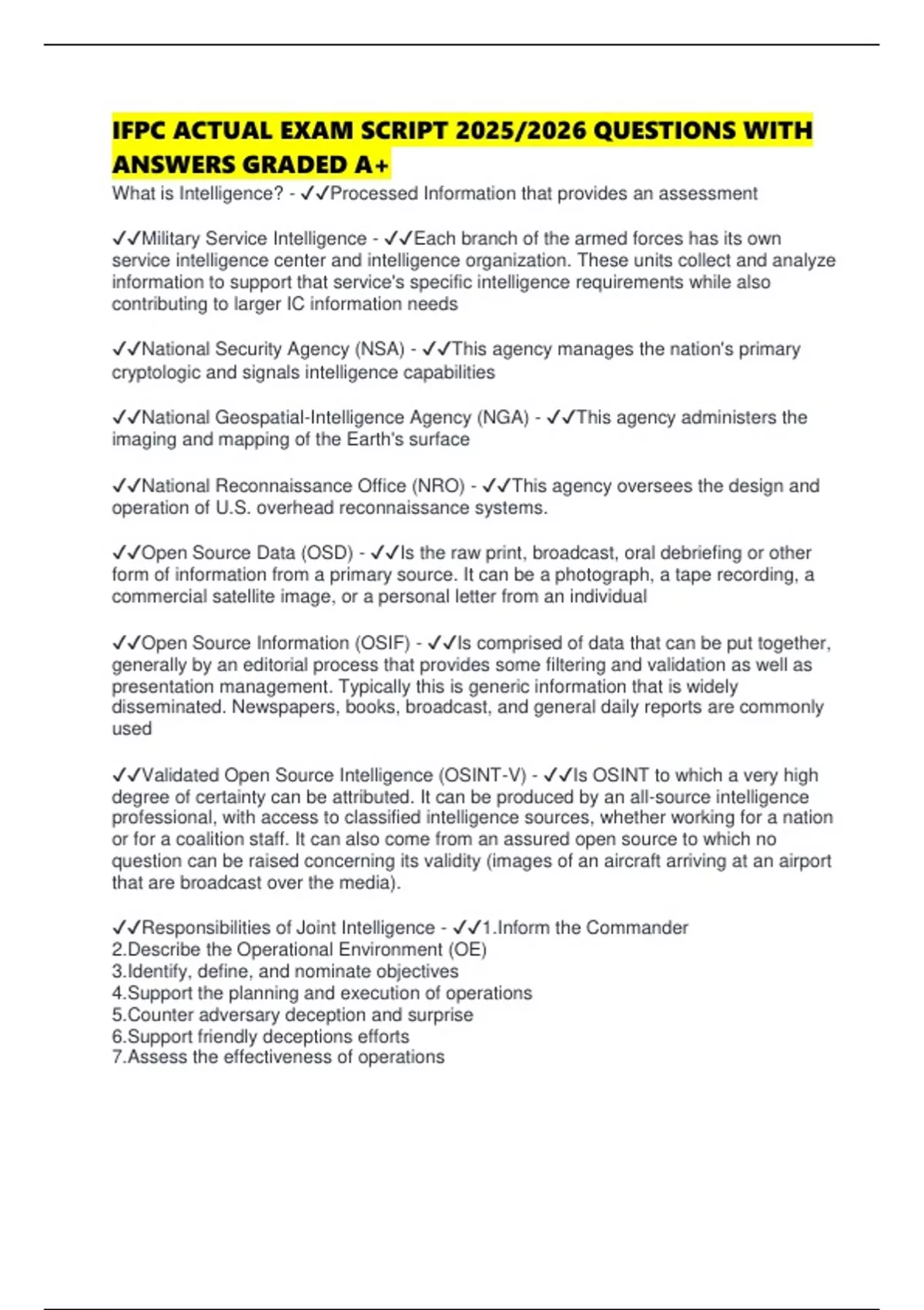 IFPC ACTUAL EXAM SCRIPT 2025/2026 QUESTIONS WITH ANSWERS GRADED A+ - IFPC - Stuvia US