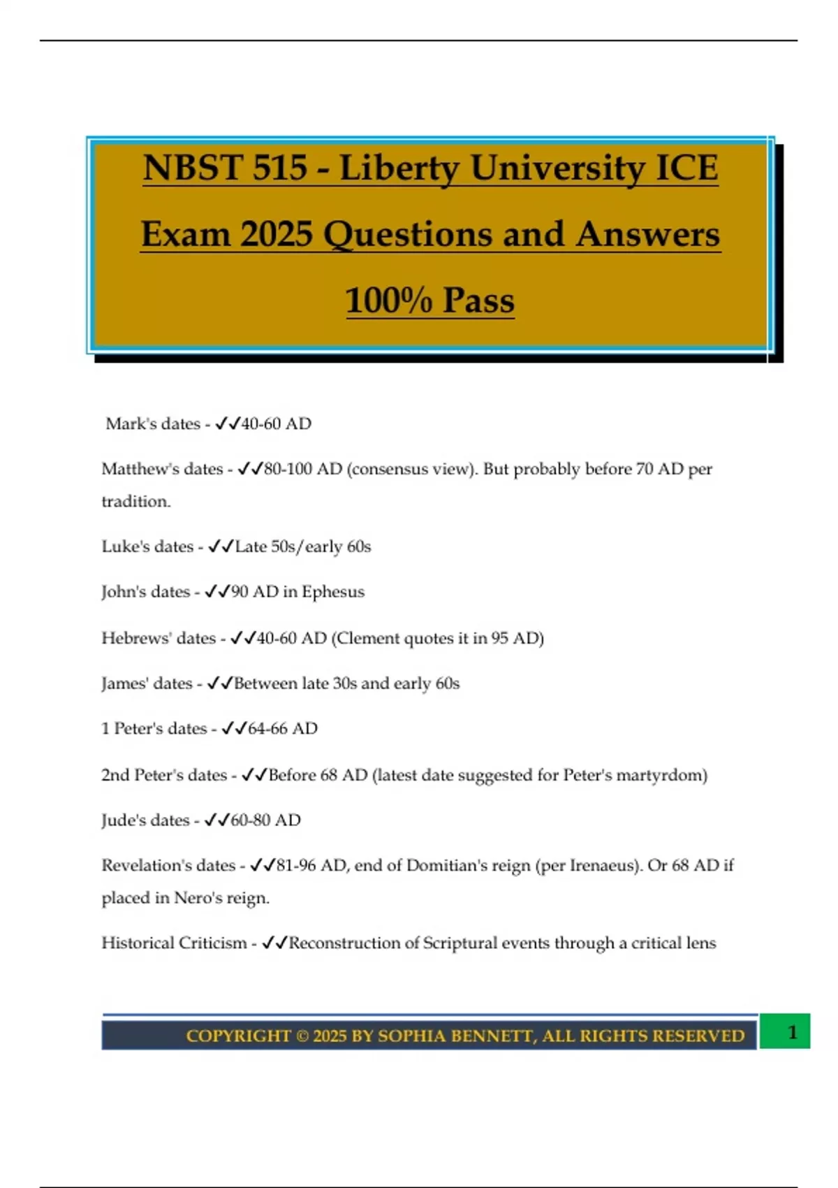 NBST 515 - Liberty University ICE Exam 2025 Questions and Answers 100% ...