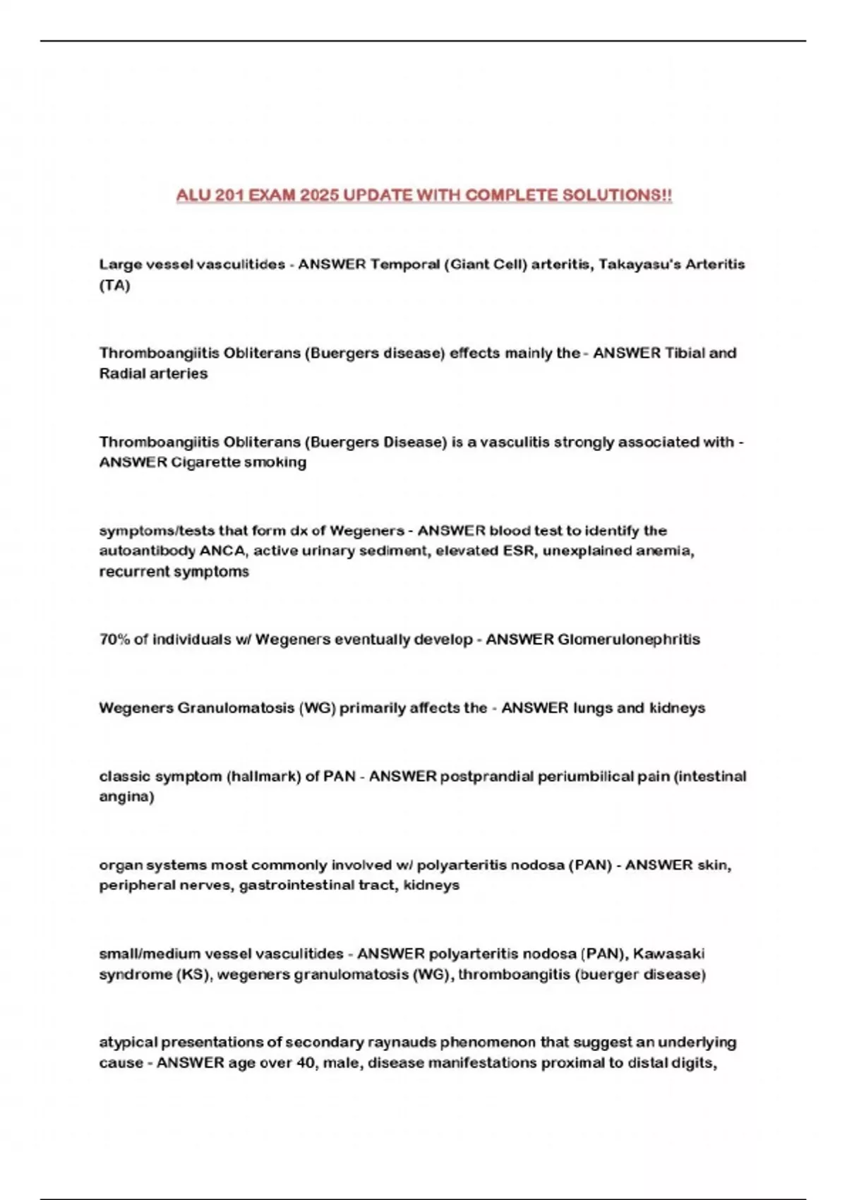 ALU 201 EXAM 2025 UPDATE WITH COMPLETE SOLUTIONS!! - ALU 201 - Stuvia US