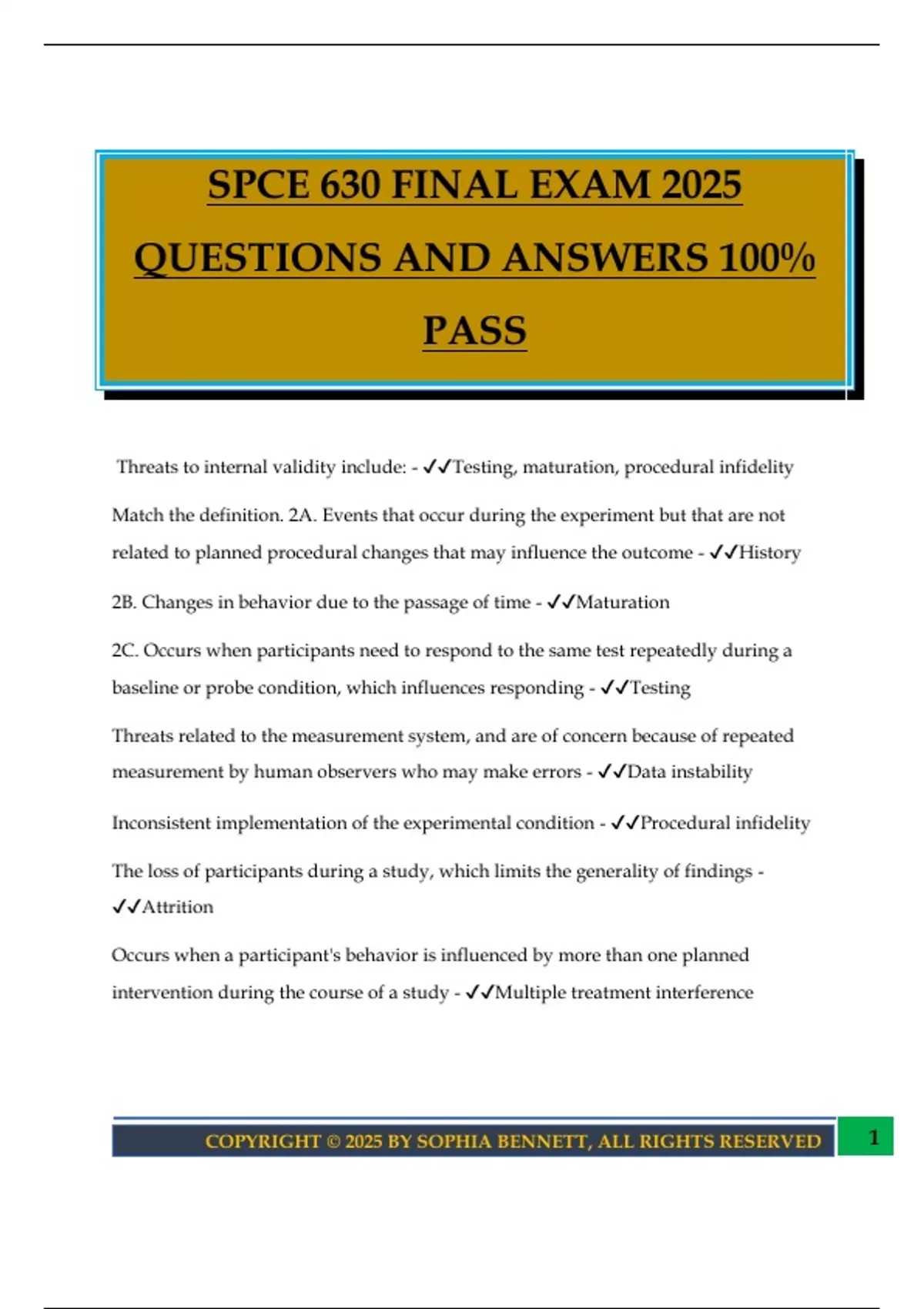 SPCE 630 FINAL EXAM 2025 QUESTIONS AND ANSWERS 100% PASS - SPCE 630 ...