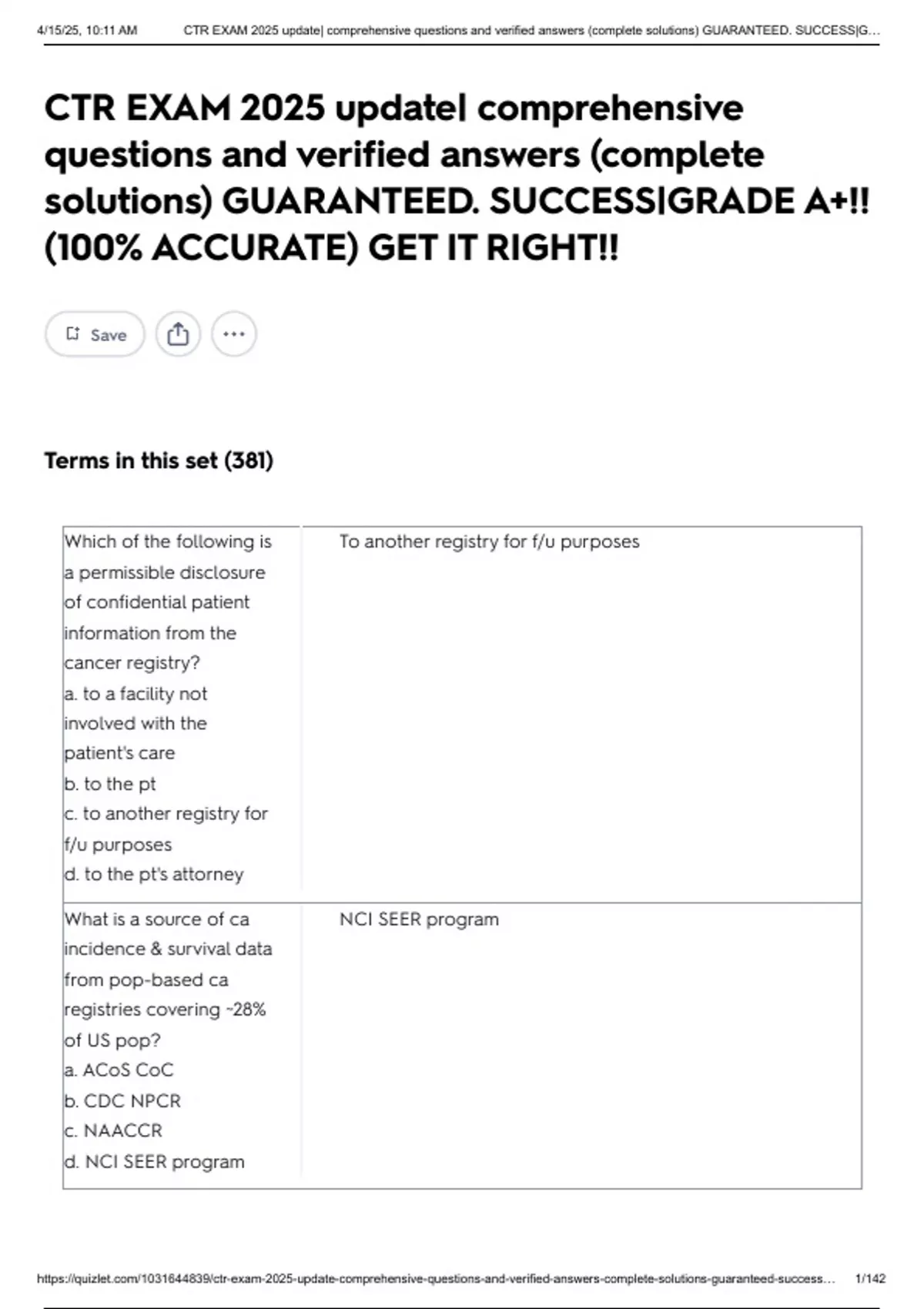 CTR EXAM 2025 update| comprehensive questions and verified answers ...