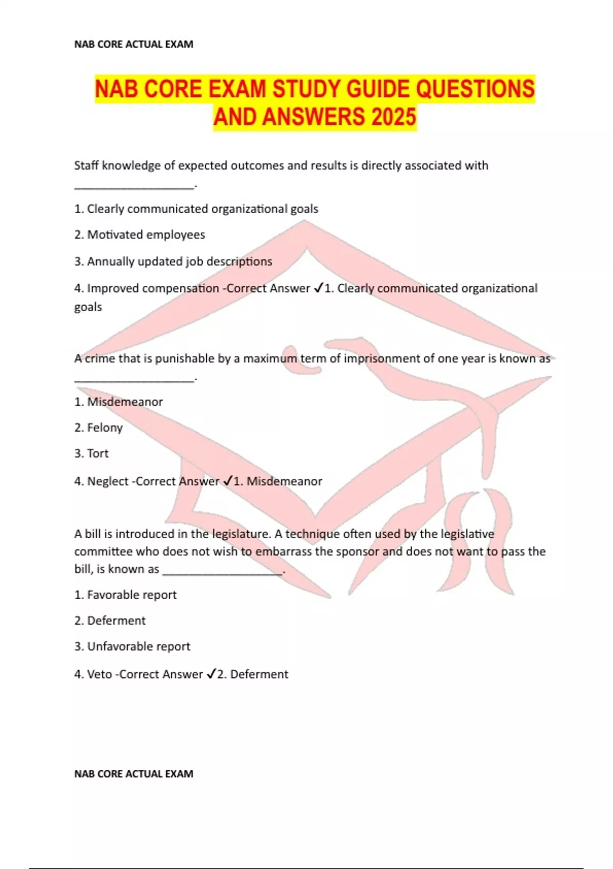 NAB CORE EXAM STUDY GUIDE QUESTIONS AND ANSWERS 2025 - NAB CORE ...