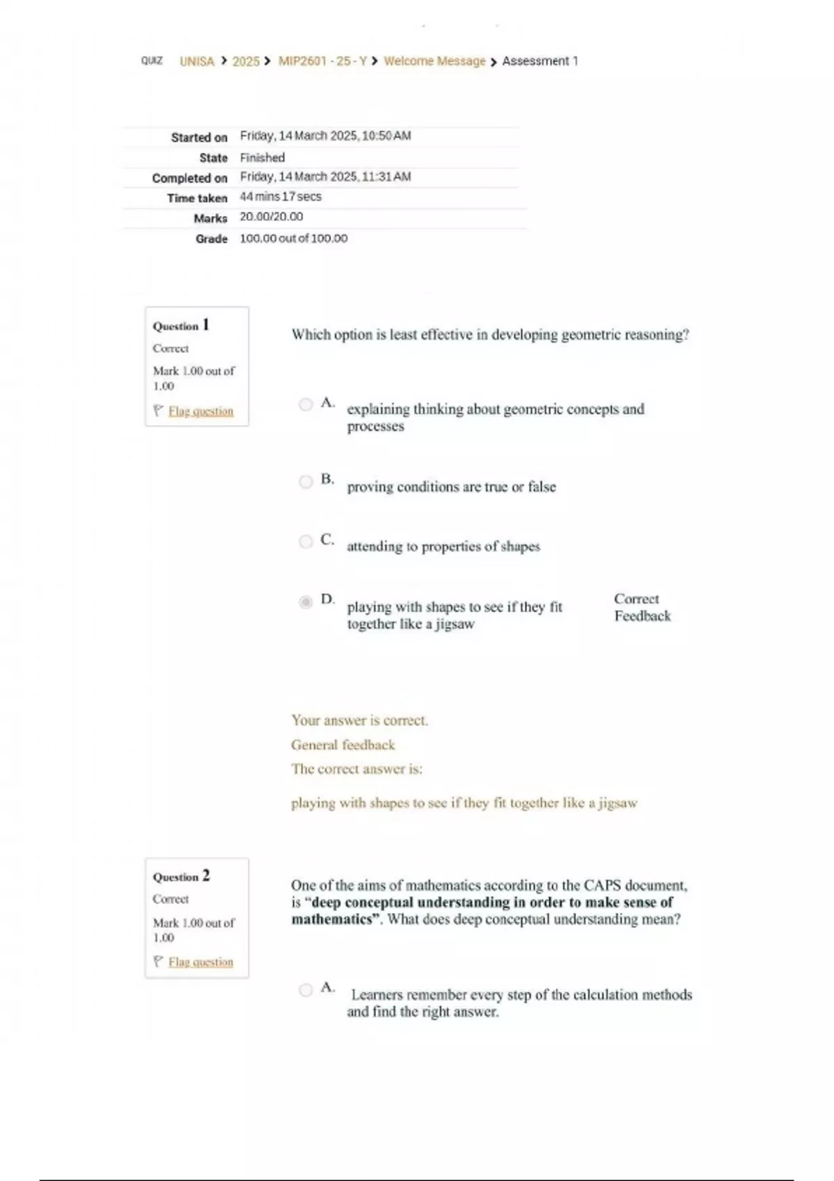 MIP2601 Assignment 1 Quiz (ANSWERS) 2025 - DUE 14 May 2025 - MIP2601 ...