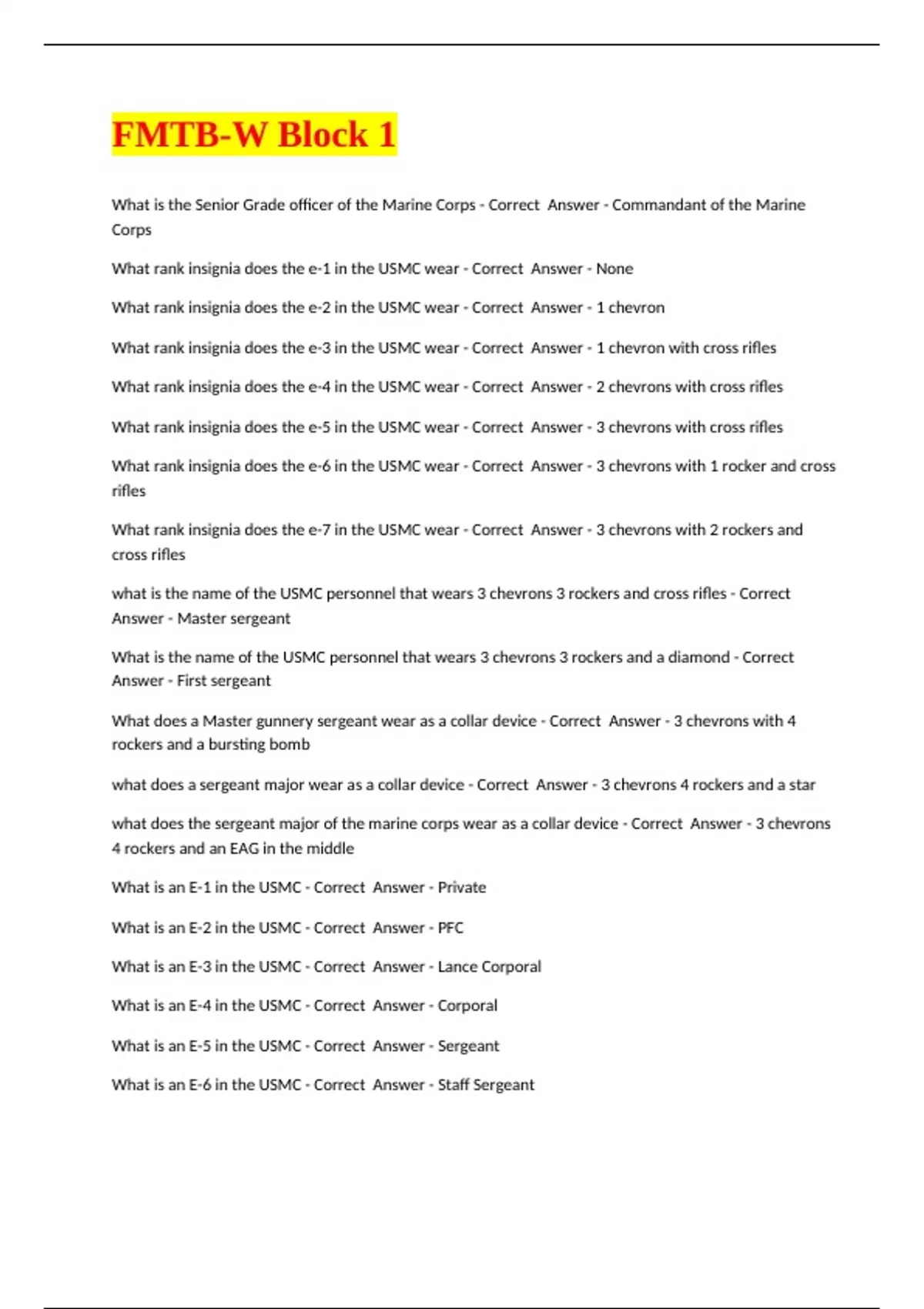 FMTB-W Block 1 | 100+ ACTUAL QUESTIONS WITH CORRECT DETAILED ANSWERS ...
