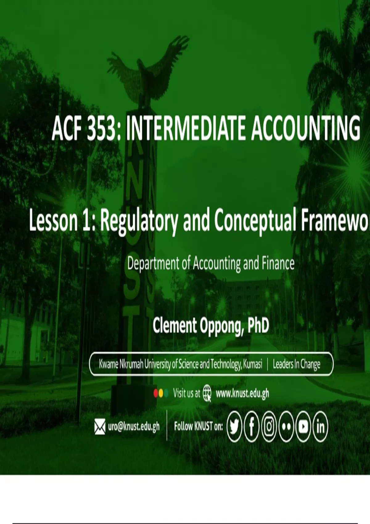 Intermediate Accounting ( ACF 353). Lesson 1: Regulatory and Conceptual ...