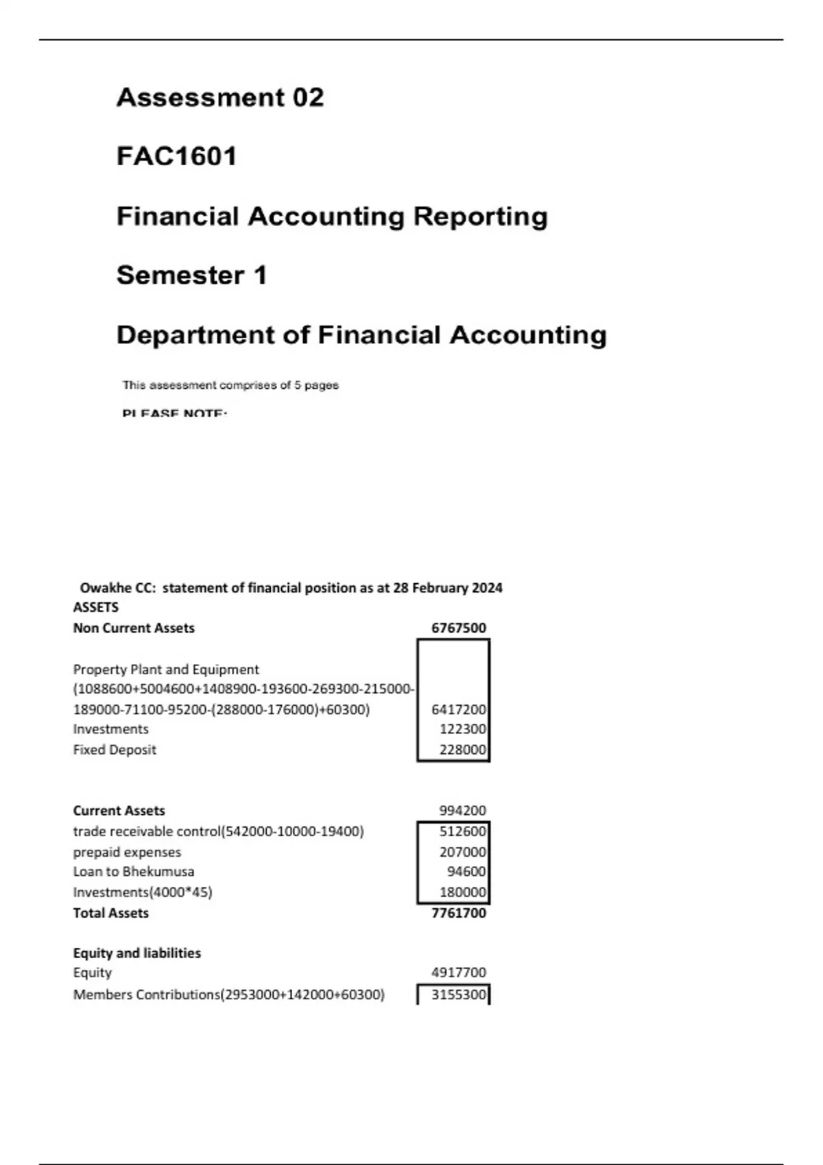 FAC1601 ASSESSMENT 2 SEM 1 OF 2025 EXPECTED QUESTIONS AND ANSWERS ...