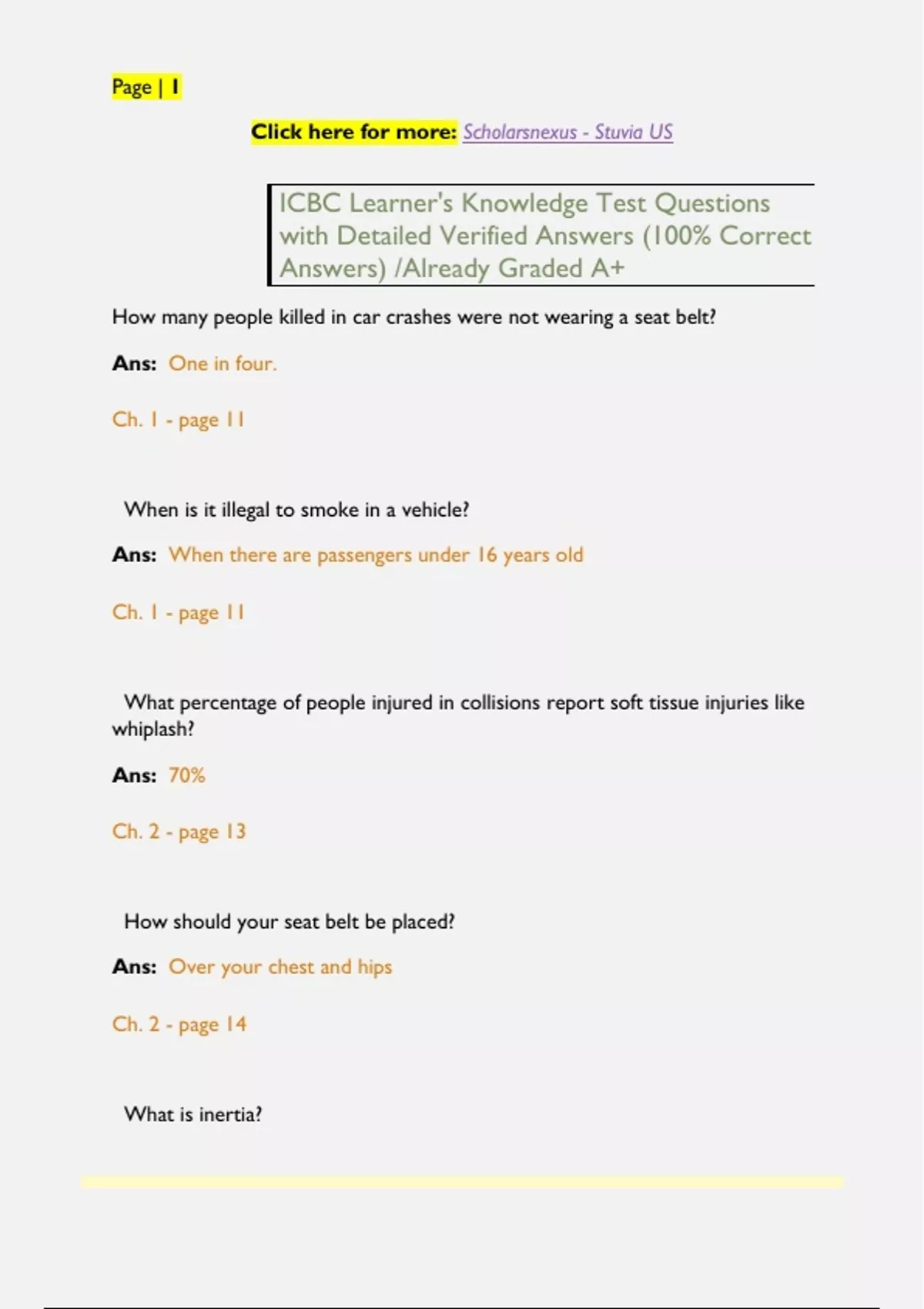 ICBC Learner's Knowledge Test Questions with Detailed Verified Answers ...