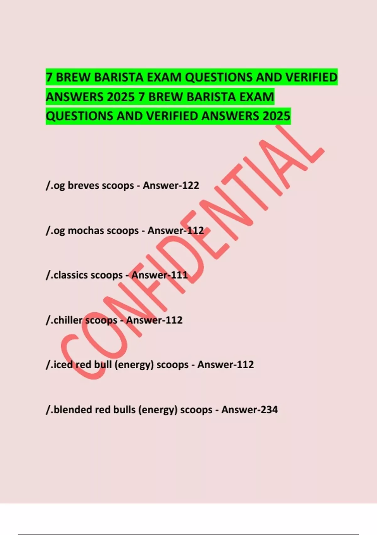 7 BREW BARISTA EXAM QUESTIONS AND VERIFIED ANSWERS 2025 7 BREW BARISTA EXAM QUESTIONS AND ...