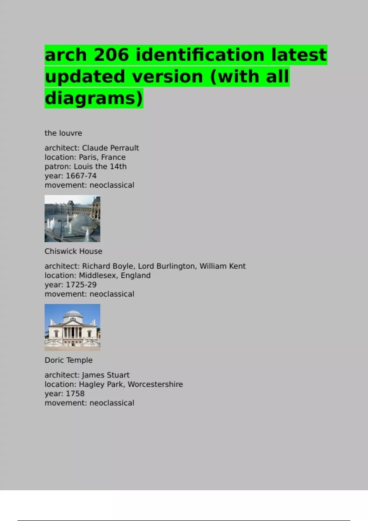 arch 206 identification latest updated version (with all diagrams ...