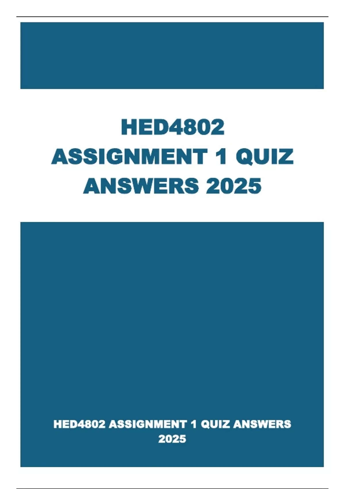 HED4802 ASSIGNMENT 1 QUIZ ANSWERS 2025 - HED4802 (HED4802) - Stuvia SA