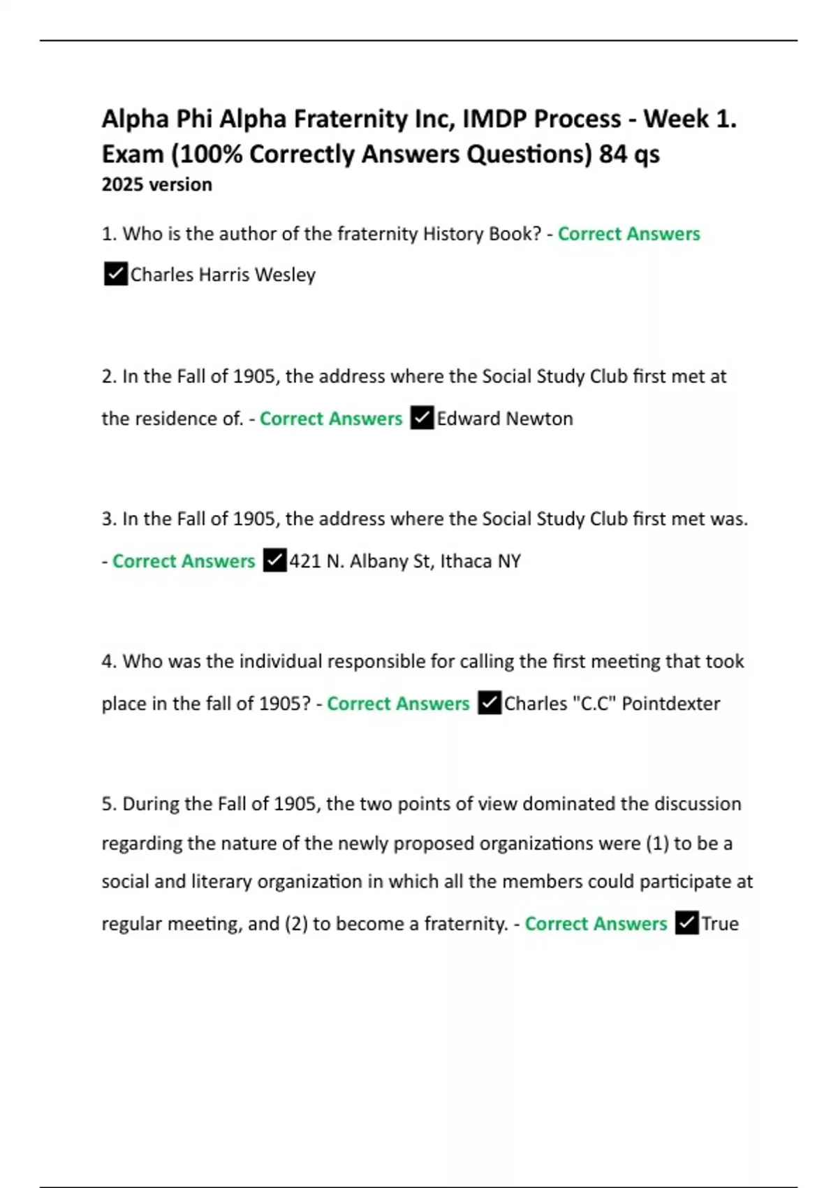 Alpha Phi Alpha Fraternity Inc, IMDP Process - Week 1. Exam (100% ...