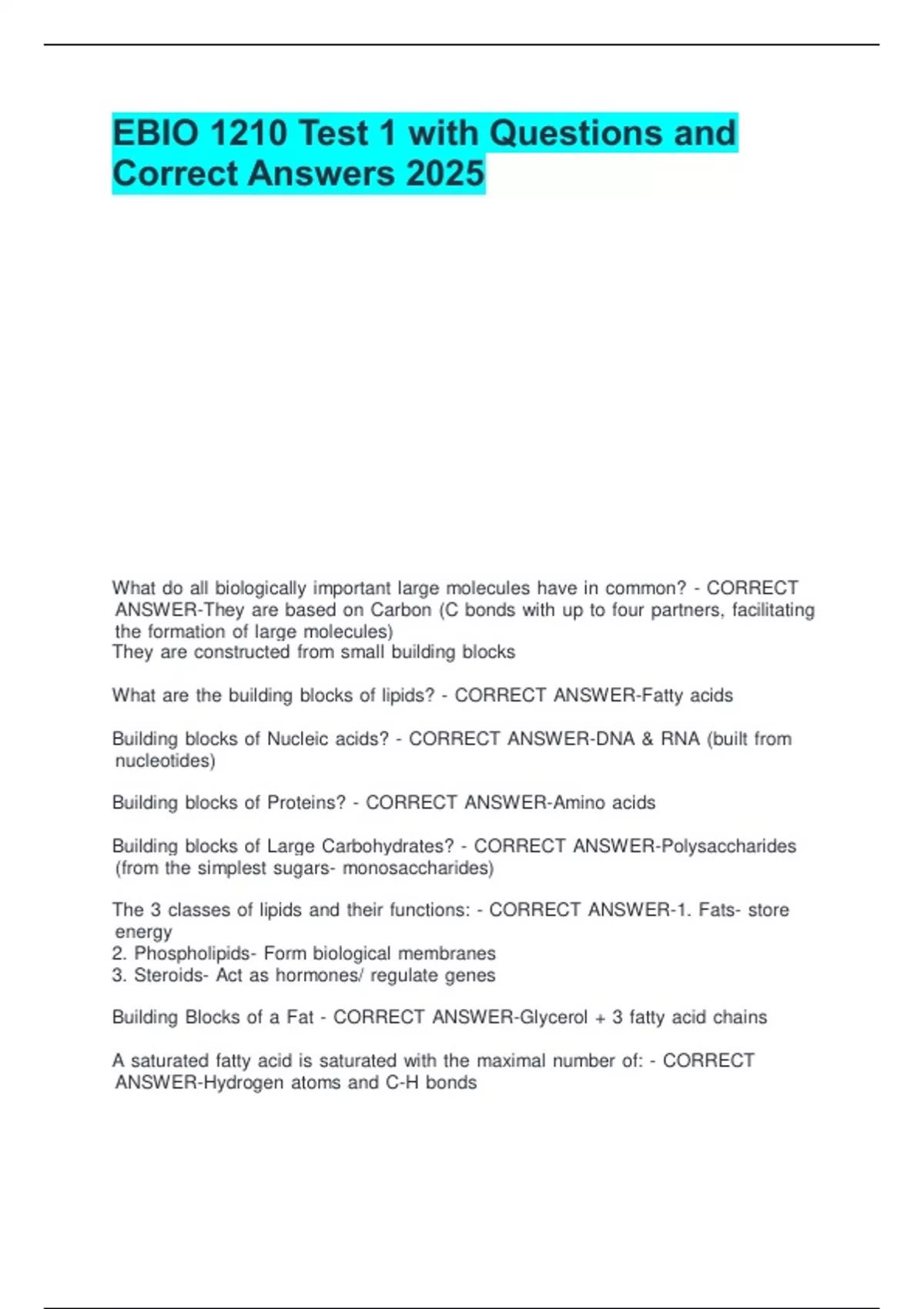 EBIO-1210 EXAM BUNDLE WITH COMPLETE SOLUTIONS - Stuvia US