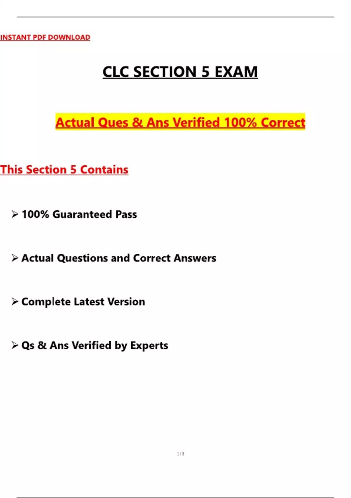 2025 CLC Section 5 Exam Latest Questions With Correct Answers/ Verified ...