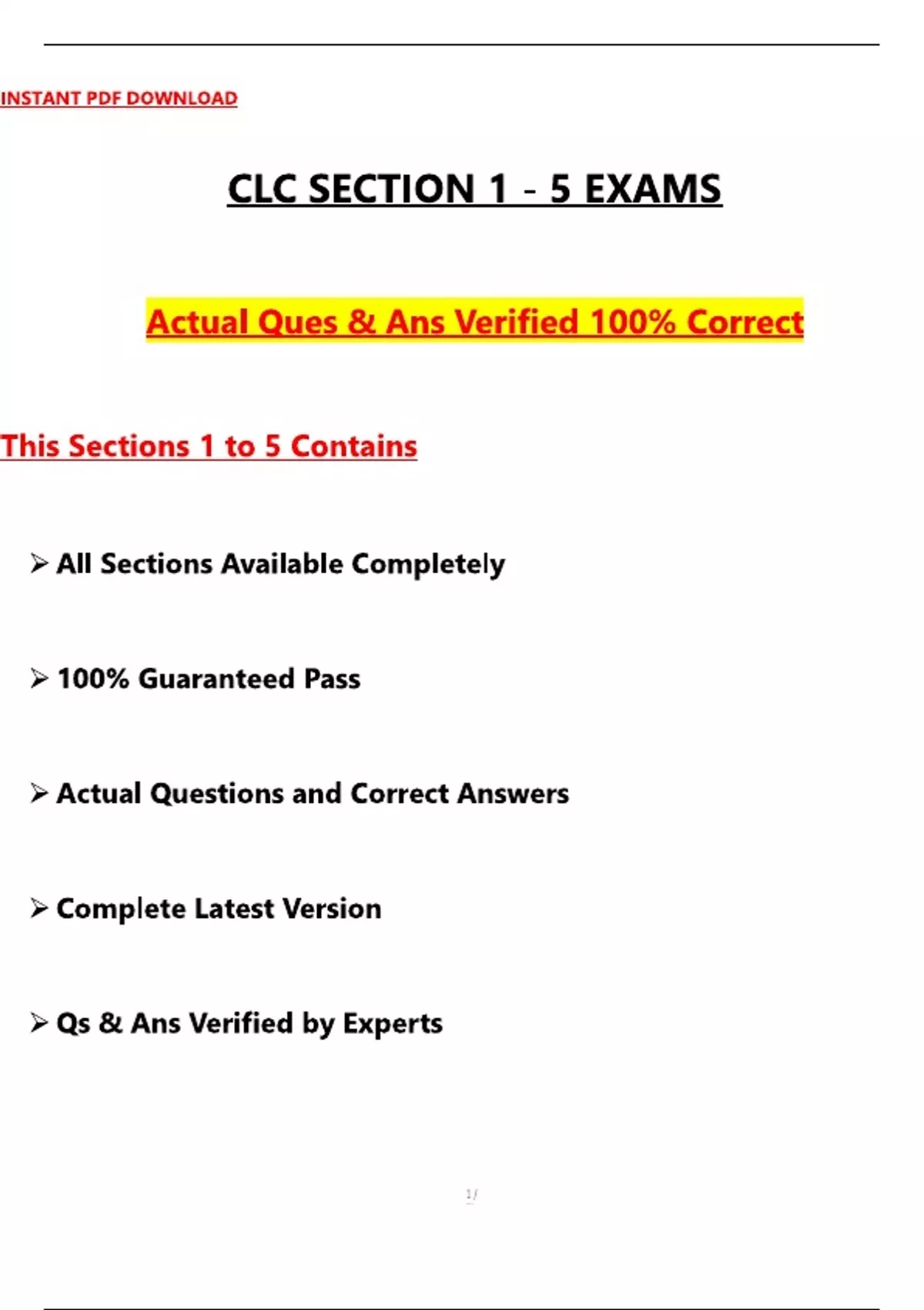 2025 CLC Section 1-5 Exam Latest Questions With Correct Answers ...