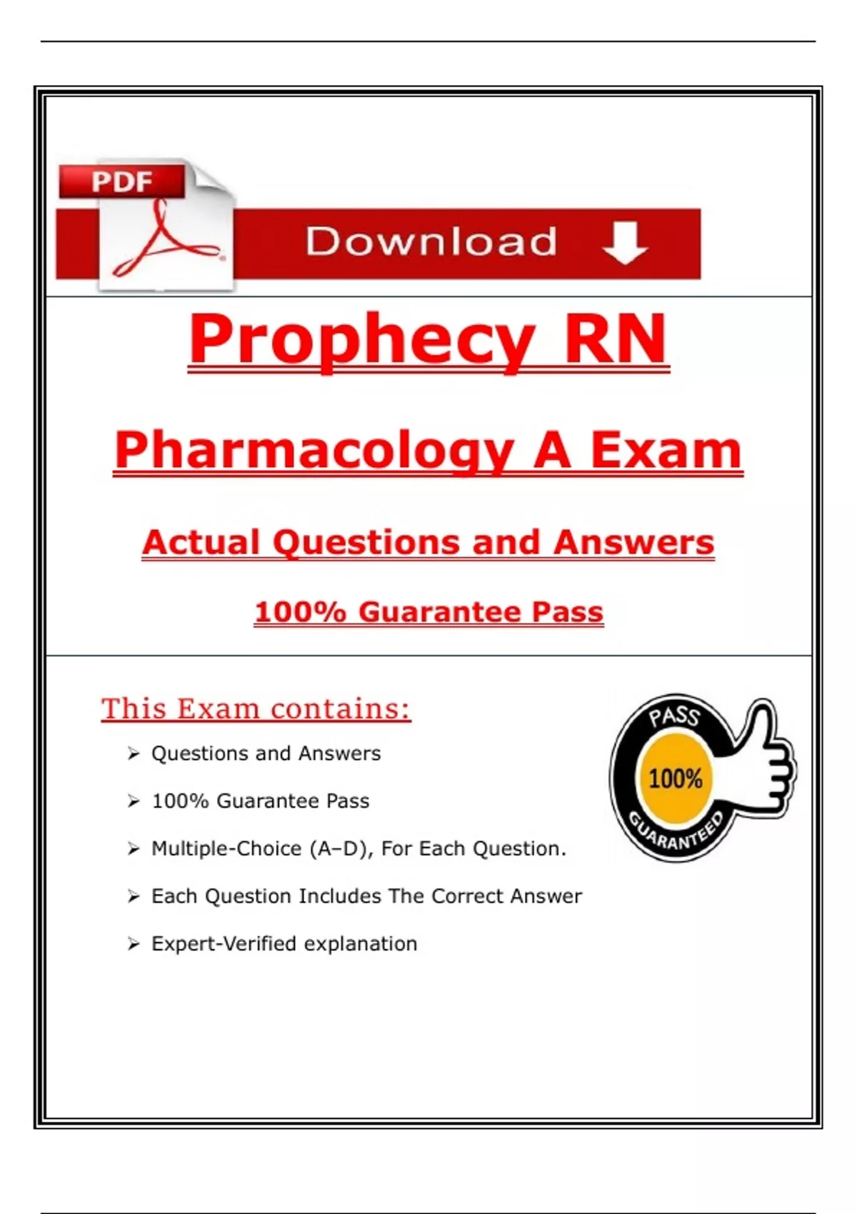 Prophecy RN Pharmacology A Exam (Latest 2025 / 2026): Most ...