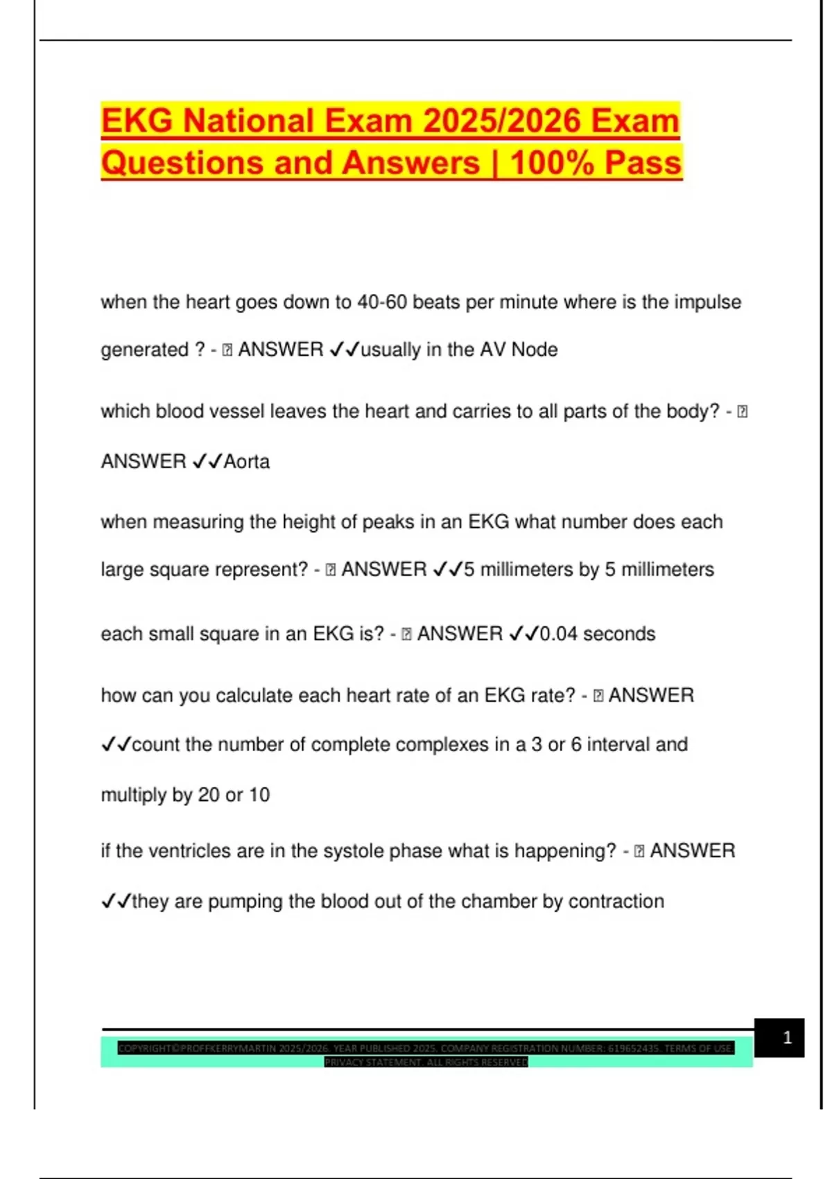 EKG National Exam 2025/2026 Exam Questions and Answers | 100% Pass ...