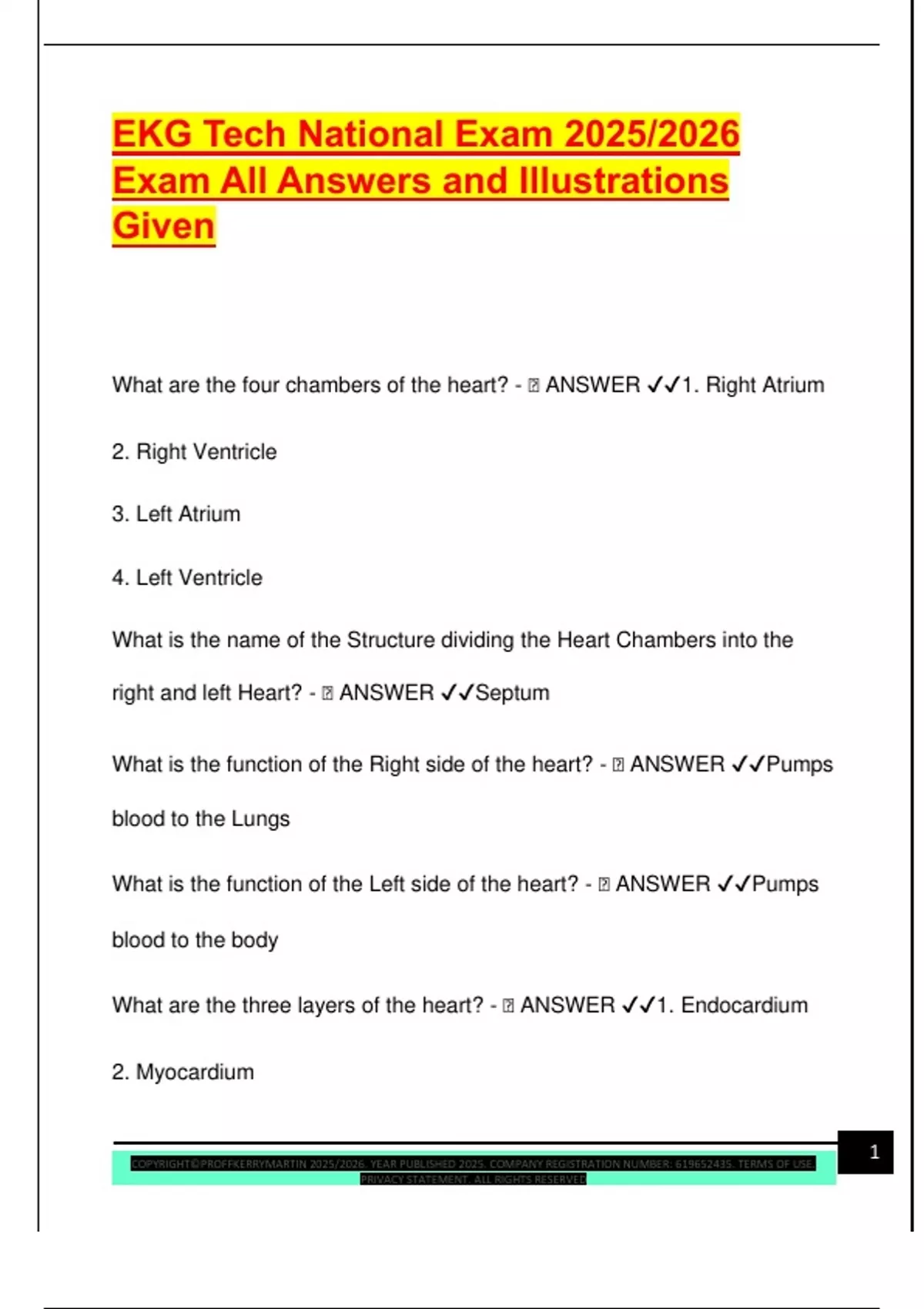 EKG Tech National Exam 2025/2026 Exam All Answers and Illustrations ...