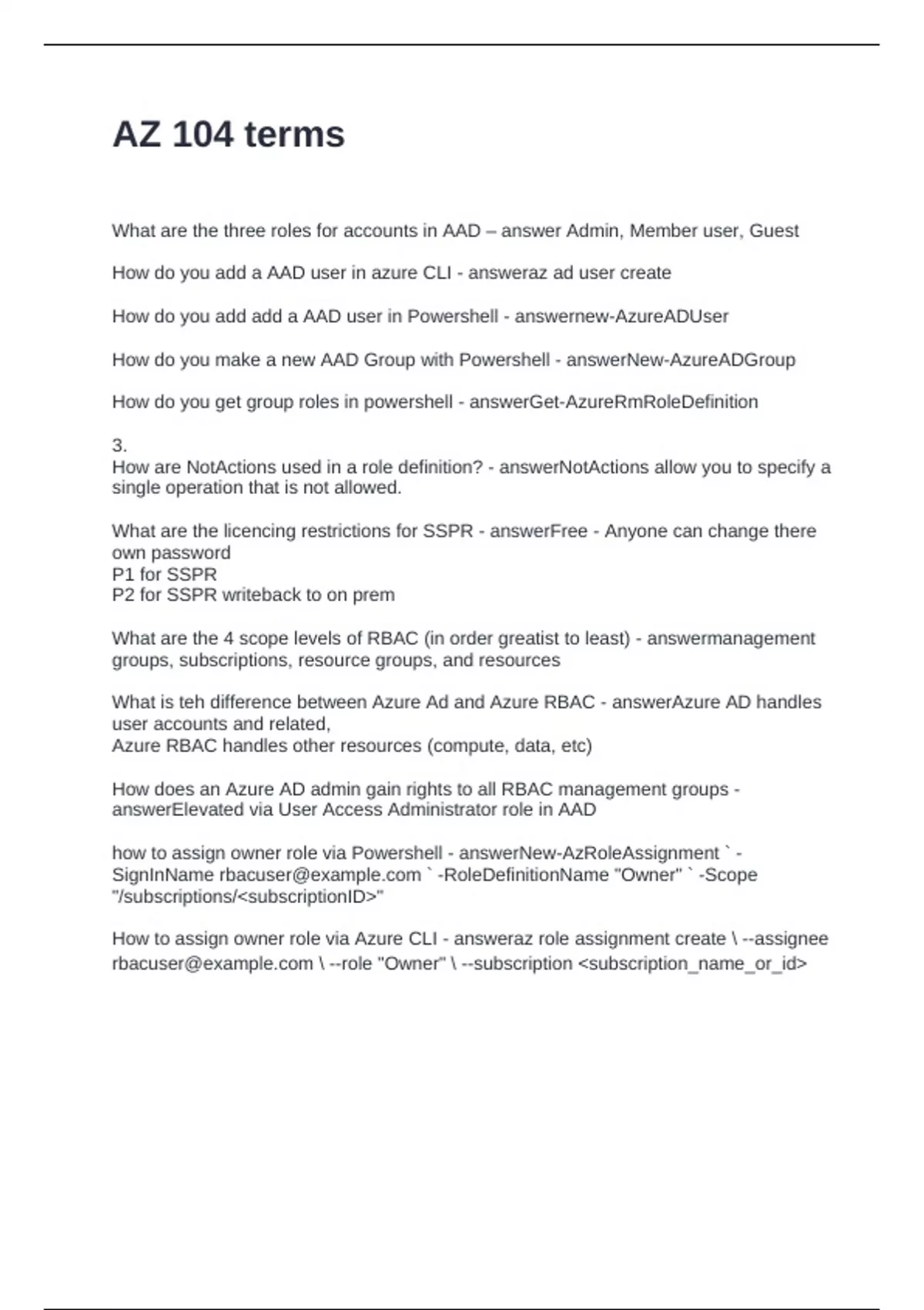 AZ 104 terms Questions and Answers 2025 - AZ-104 - Stuvia US
