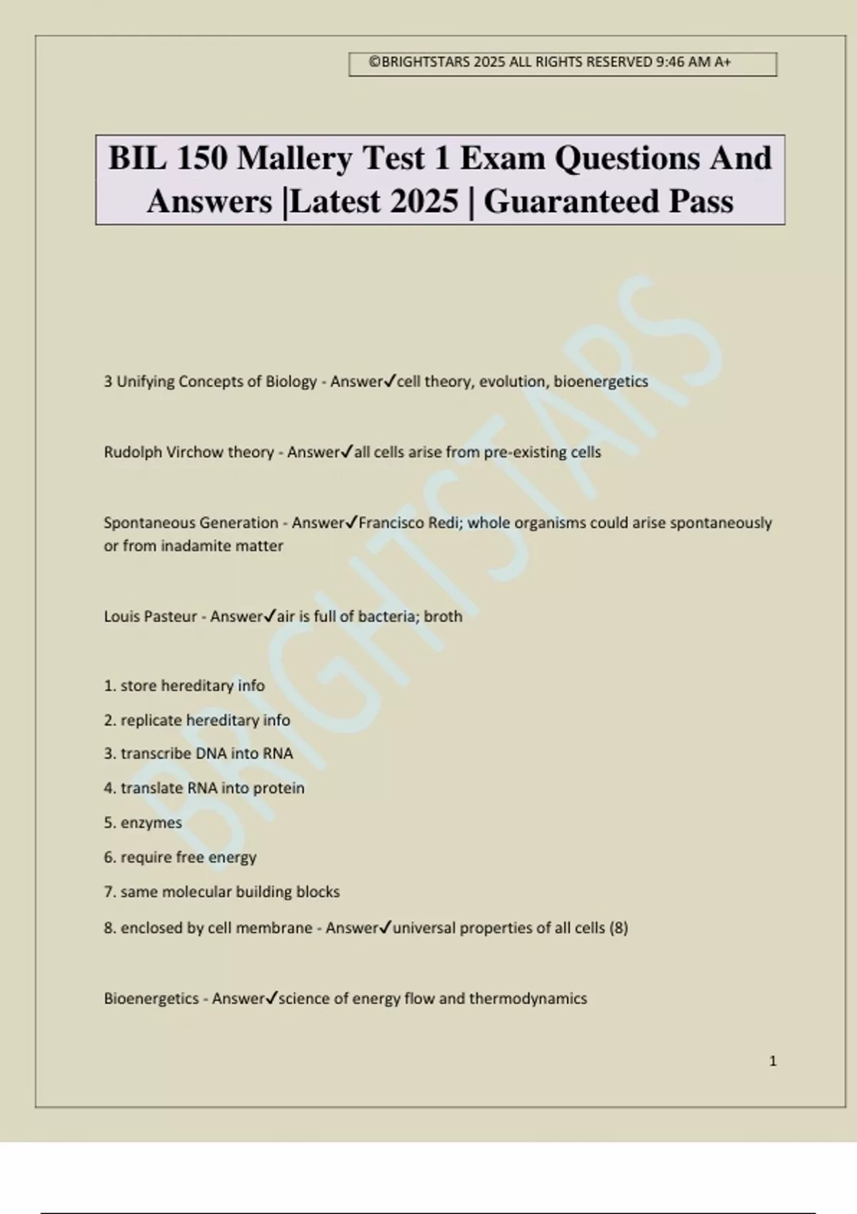 BIL 150 Mallery Test 1 Exam Questions And Answers |Latest 2025 ...