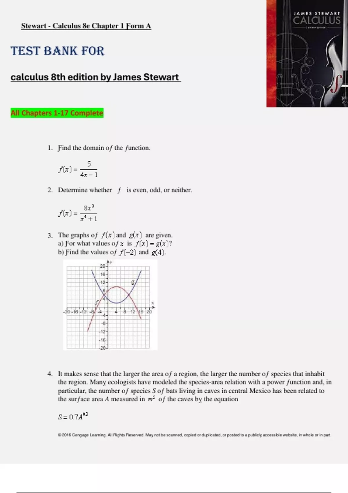 Test bank for calculus 8th edition by James Stewart All Chapters 1-17 ...