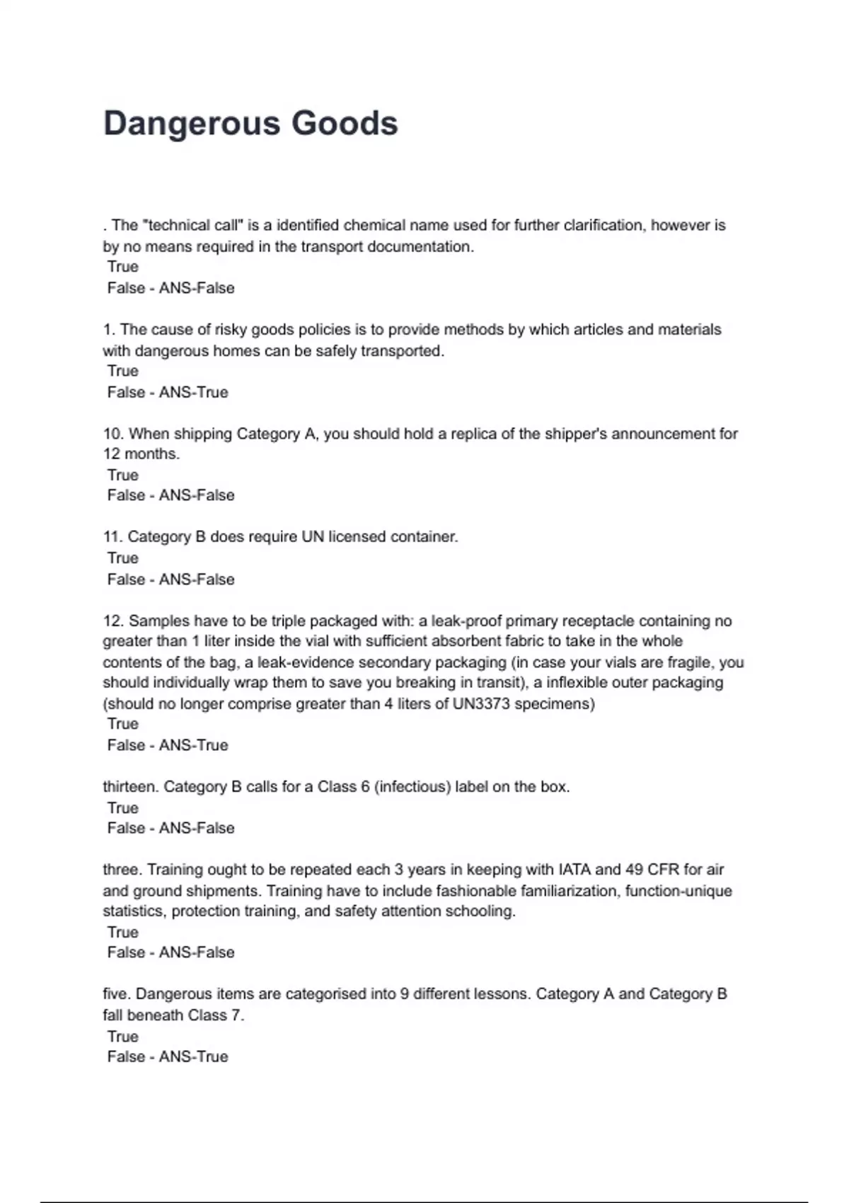 Dangerous Goods NEWEST 2025/2026 ACTUAL EXAM COMPLETE QUESTIONS AND ...