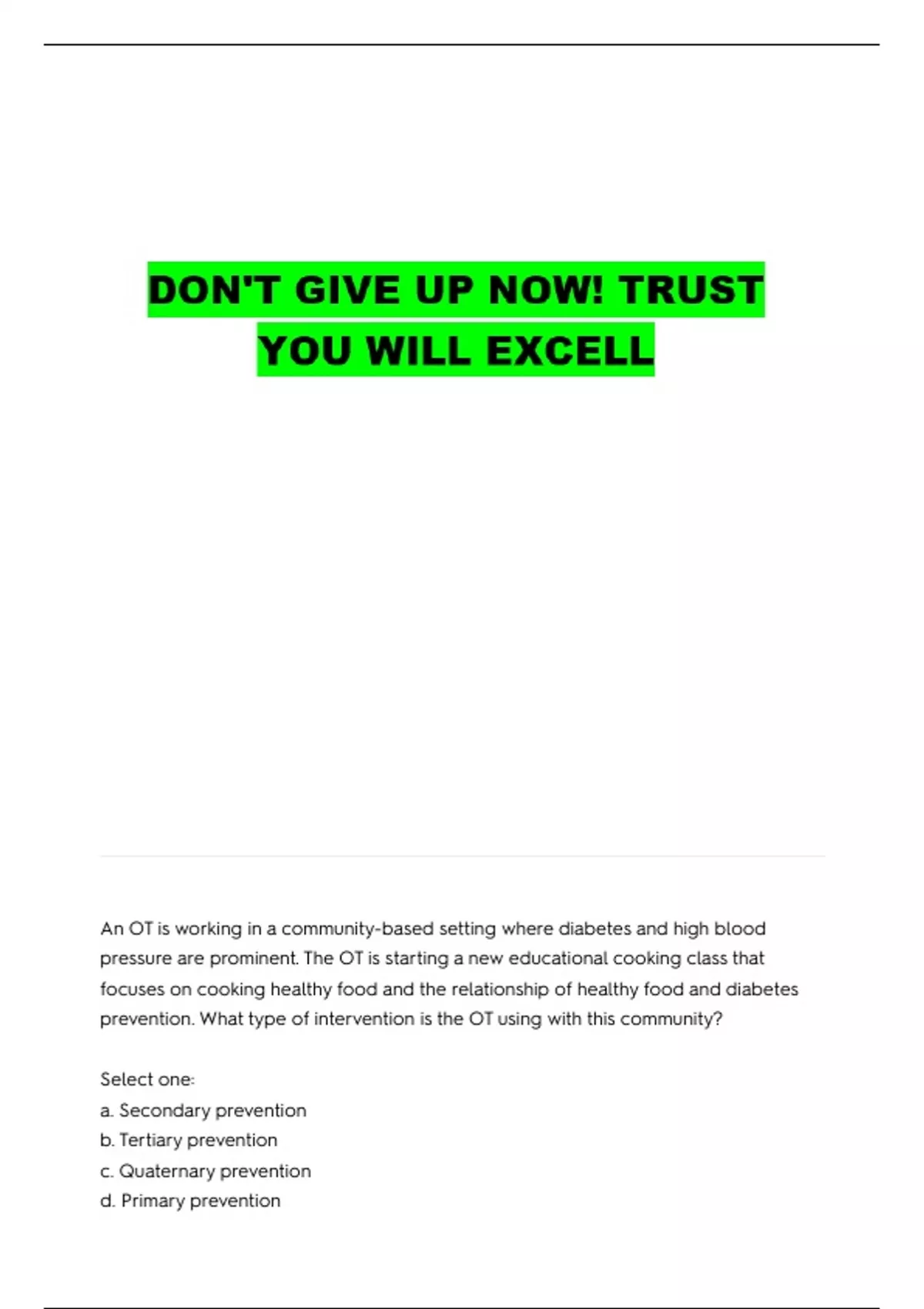 NBCOT and OTKE Practice Questions with Complete Answers – Occupational ...