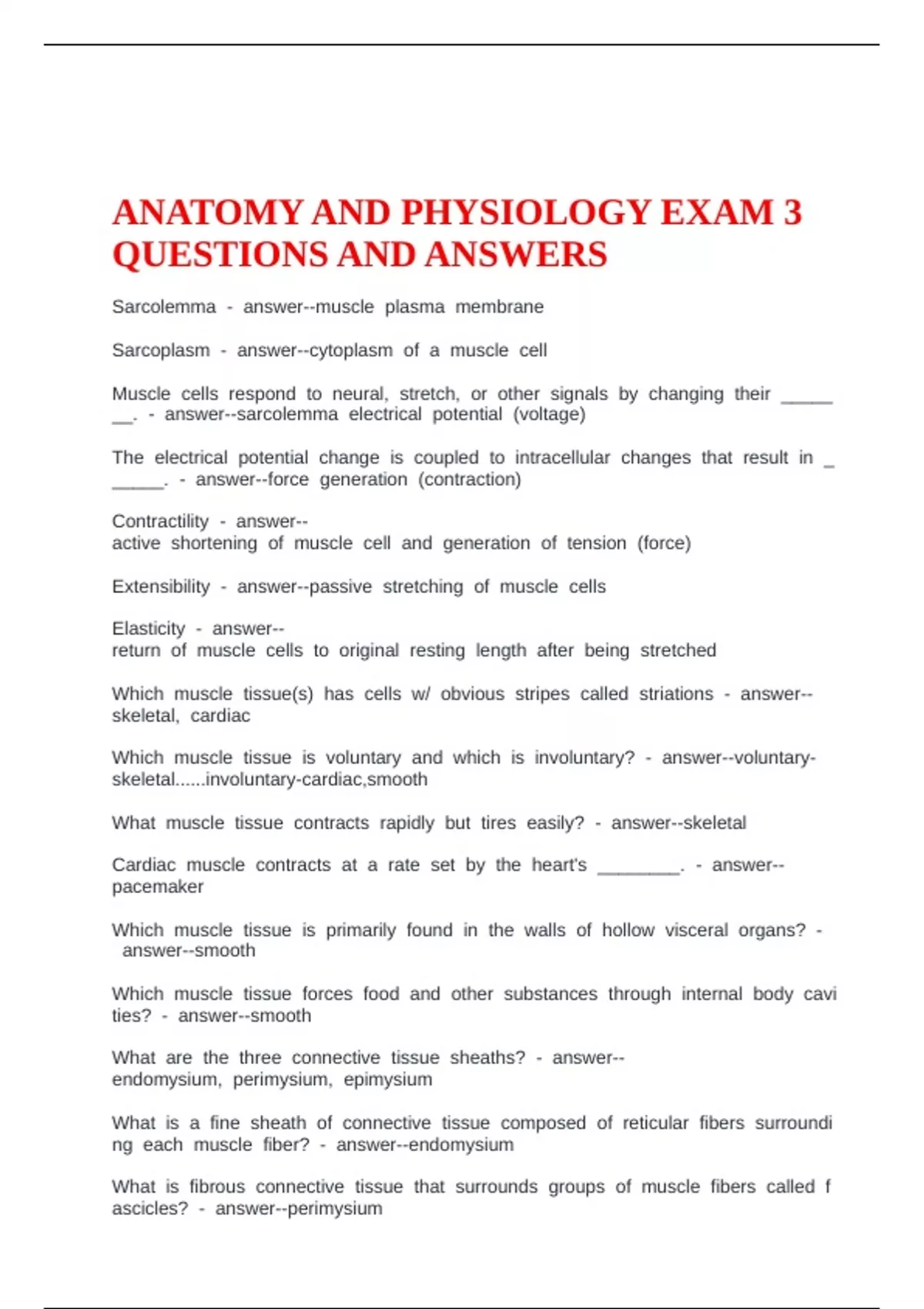 ANATOMY AND PHYSIOLOGY EXAM 3 QUESTIONS AND ANSWERS - Human anatomy and ...