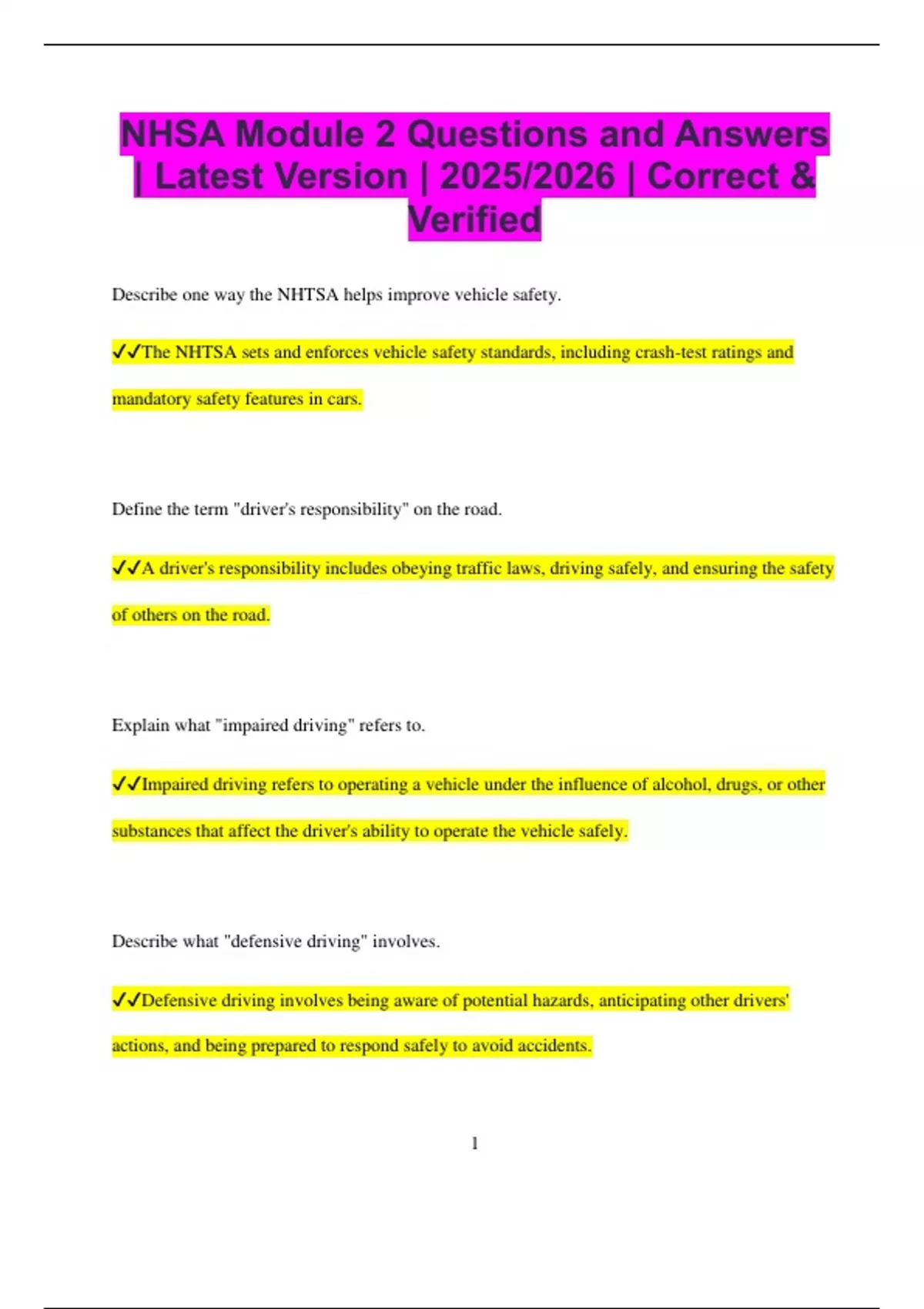 NHSA Module 2 Questions and Answers | Latest Version | 2025/2026 ...