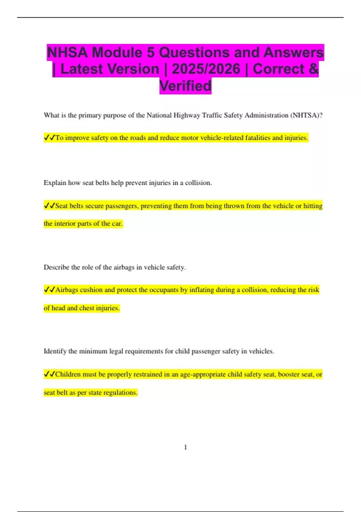 NHSA Module 5 Questions and Answers | Latest Version | 2025/2026 ...