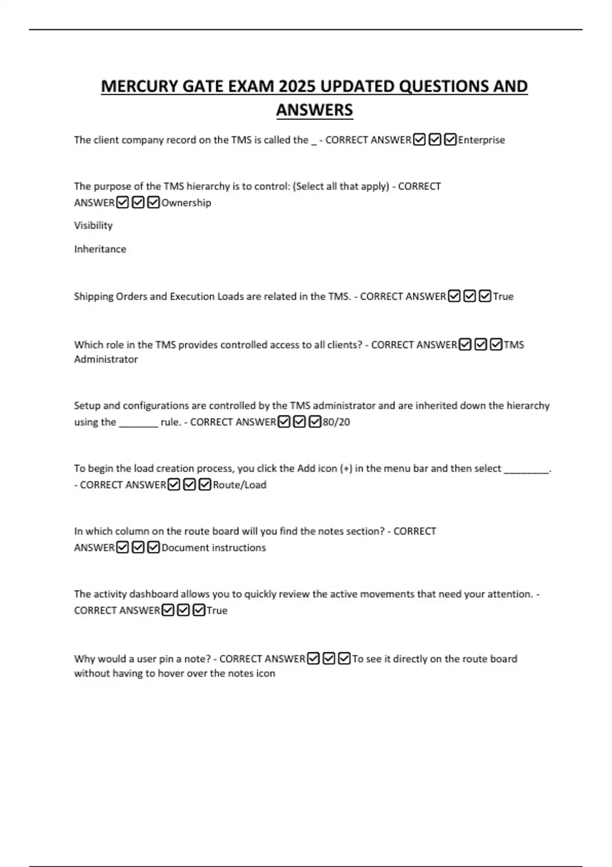 MERCURY GATE EXAM 2025 UPDATED QUESTIONS AND ANSWERS - MERCURY GATE ...