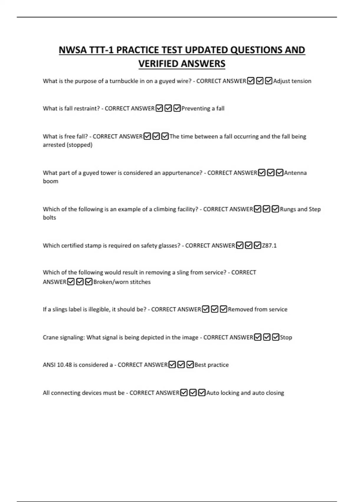 NWSA TTT-1 PRACTICE TEST UPDATED QUESTIONS AND VERIFIED ANSWERS - NWSA ...