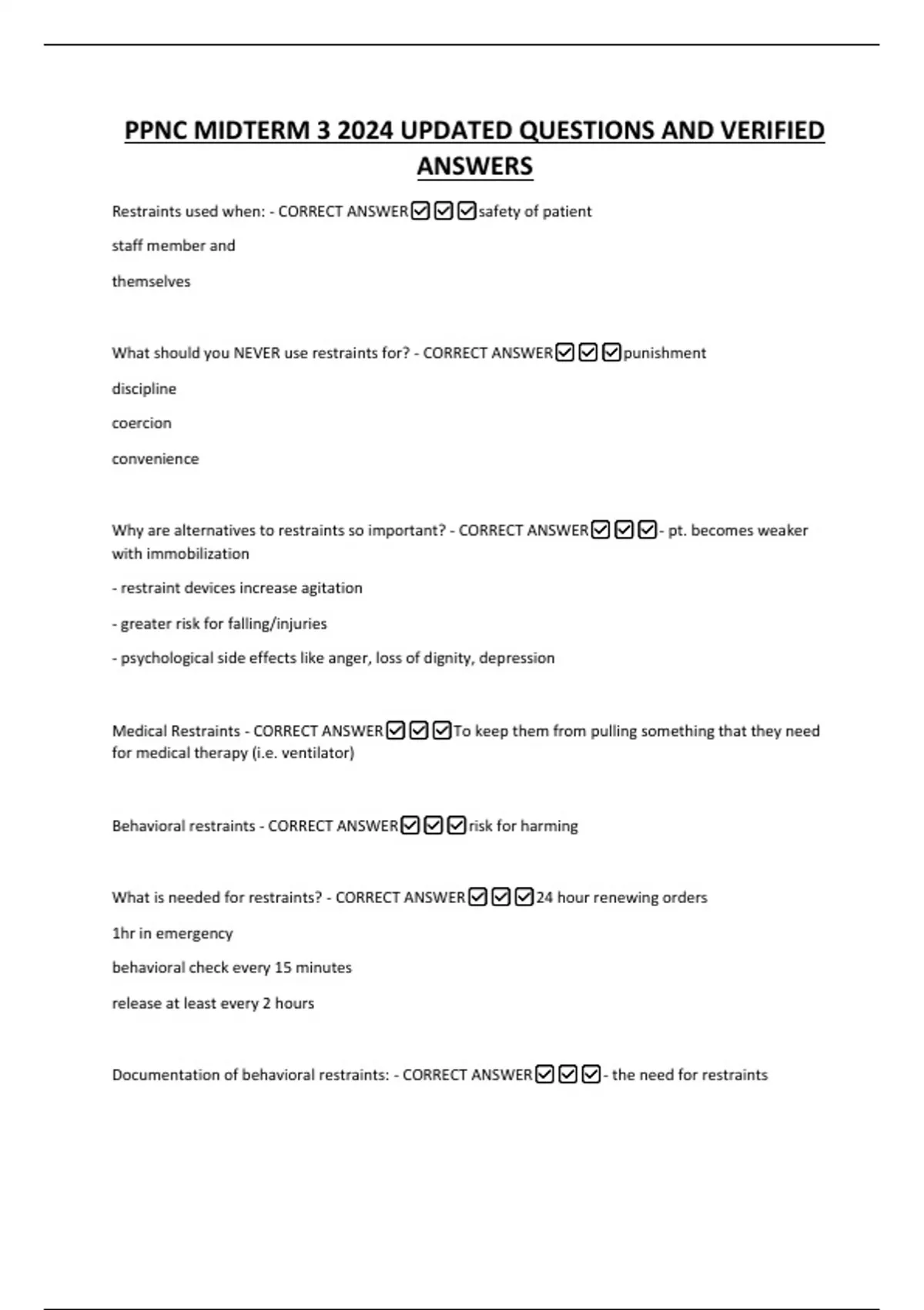 PPNC MIDTERM 3 2024 UPDATED QUESTIONS AND VERIFIED ANSWERS - PPNC - Stuvia US