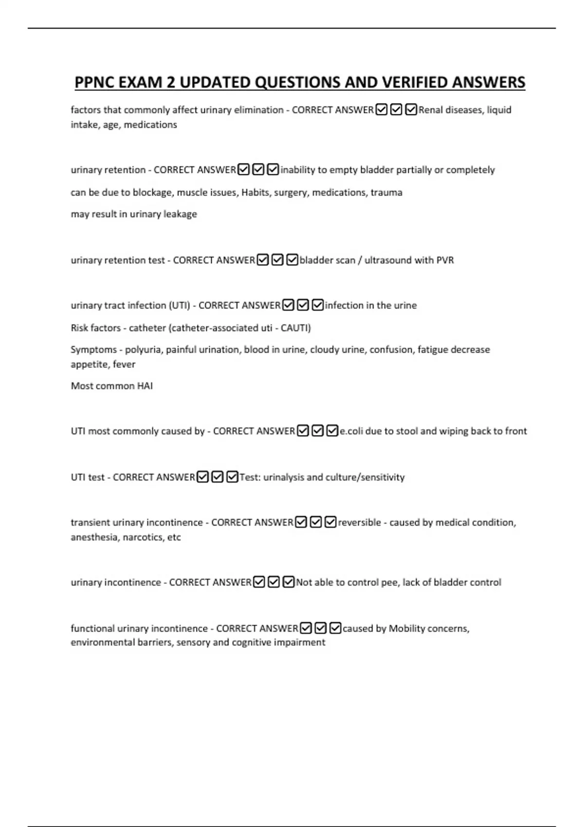 PPNC EXAM 2 UPDATED QUESTIONS AND VERIFIED ANSWERS - PPNC - Stuvia US