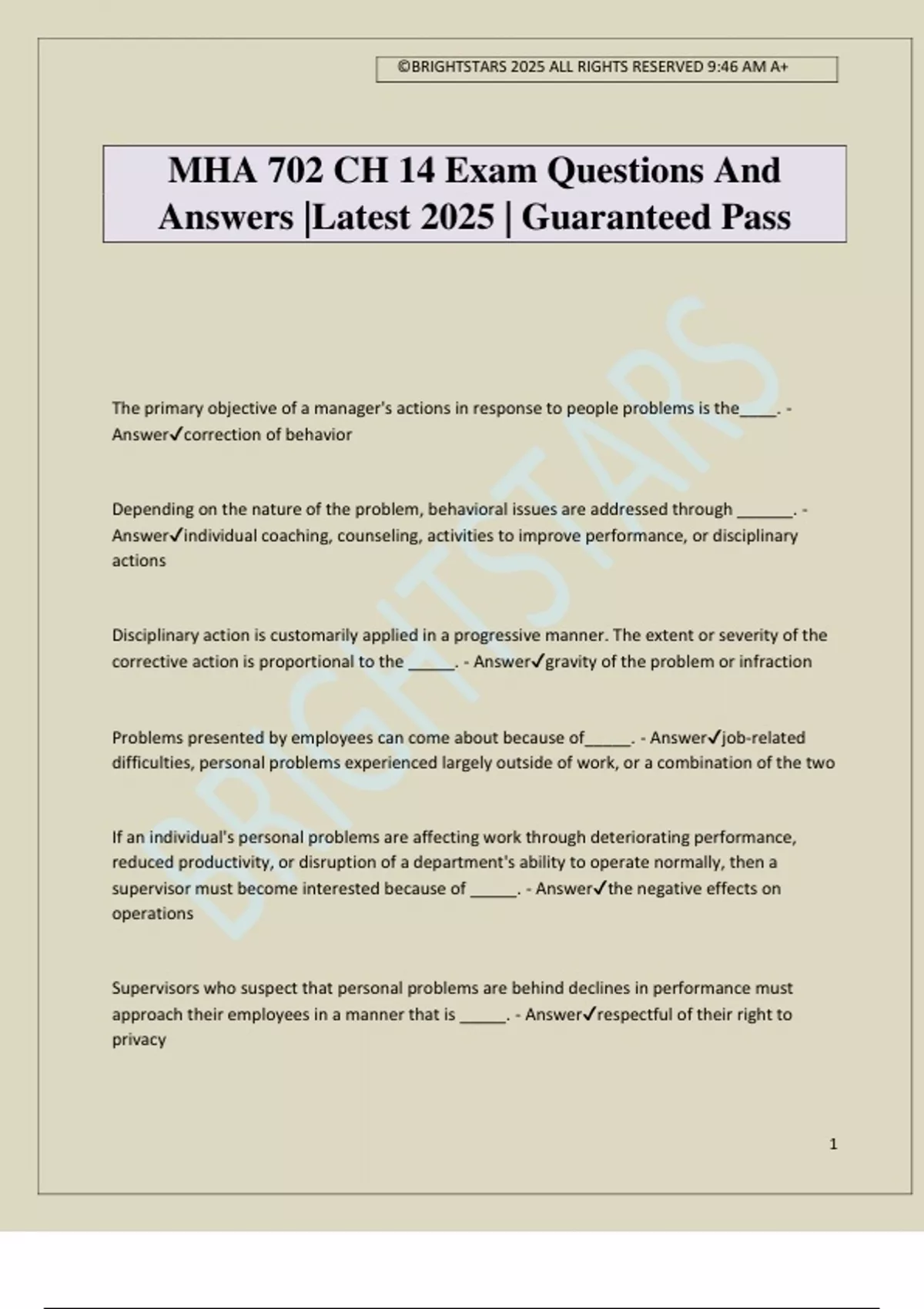 MHA 702 CH 14 Exam Questions And Answers |Latest 2025 | Guaranteed Pass ...