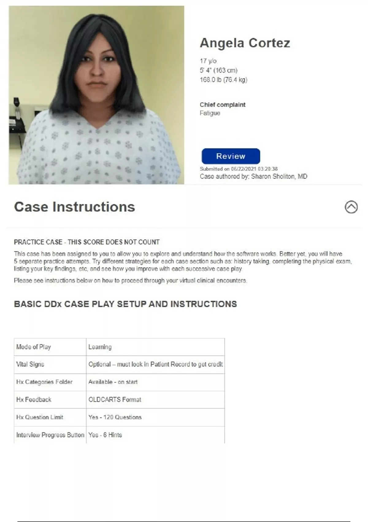 ANGELA CORTEZ 17 y/o IHUMAN CASE STUDY CC- FATIGUE - ANGELA CORTEZ 17 y/o CASE STUDY CC- FATIGUE ...