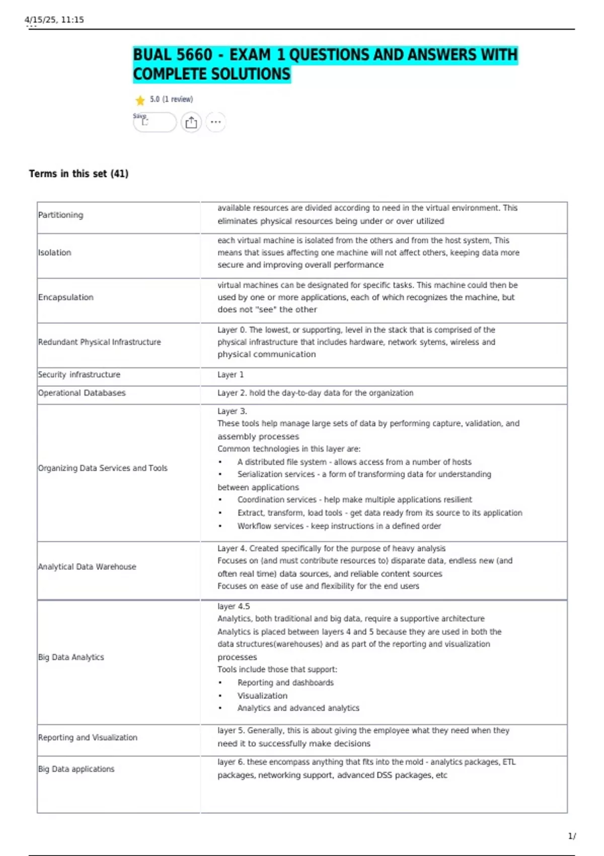 BUAL 5660 - EXAM 1 QUESTIONS AND ANSWERS WITH COMPLETE SOLUTIONS - BUAL 5660 - Stuvia US