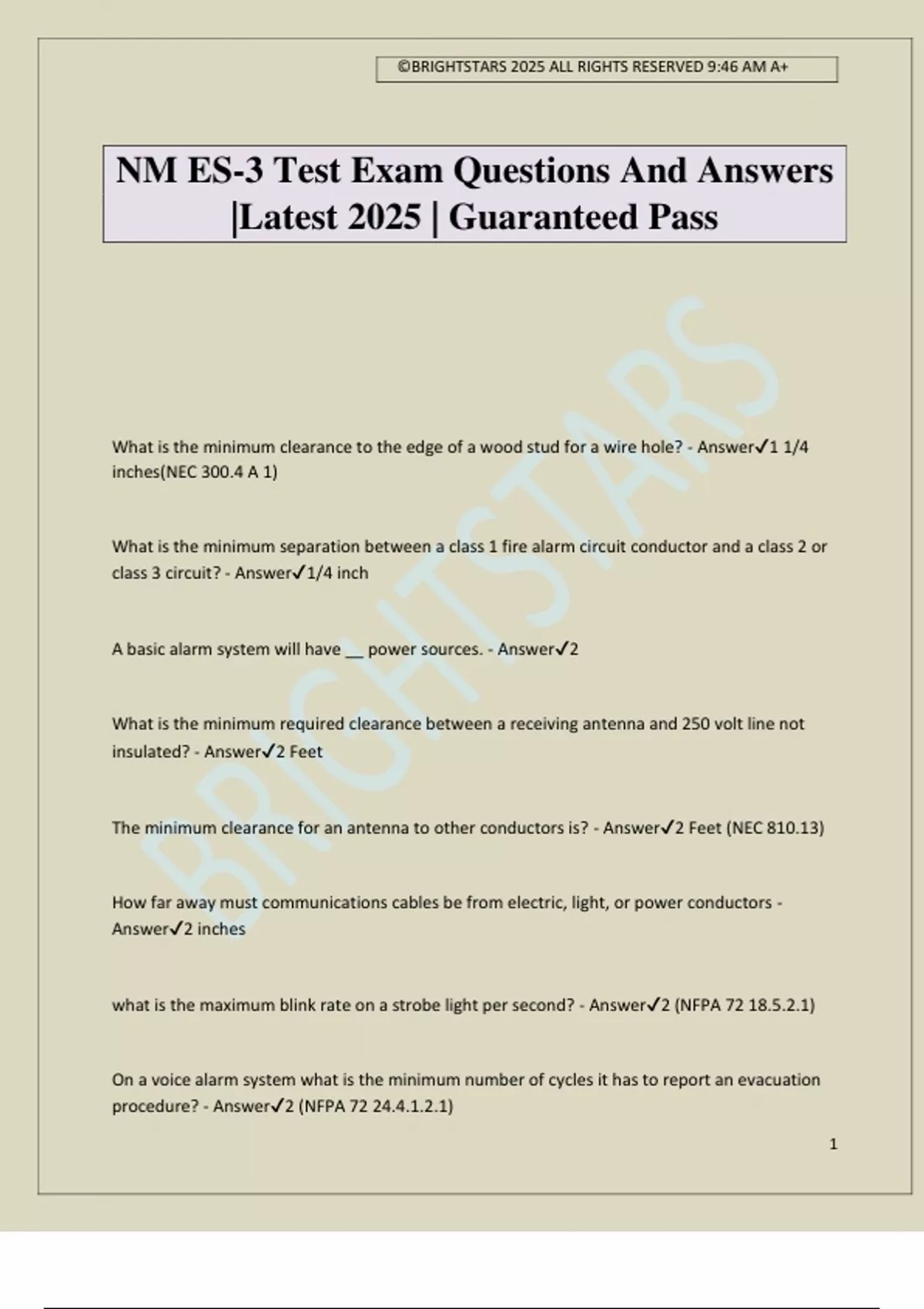 NM ES-3 Test Exam Questions And Answers |Latest 2025 | Guaranteed Pass ...