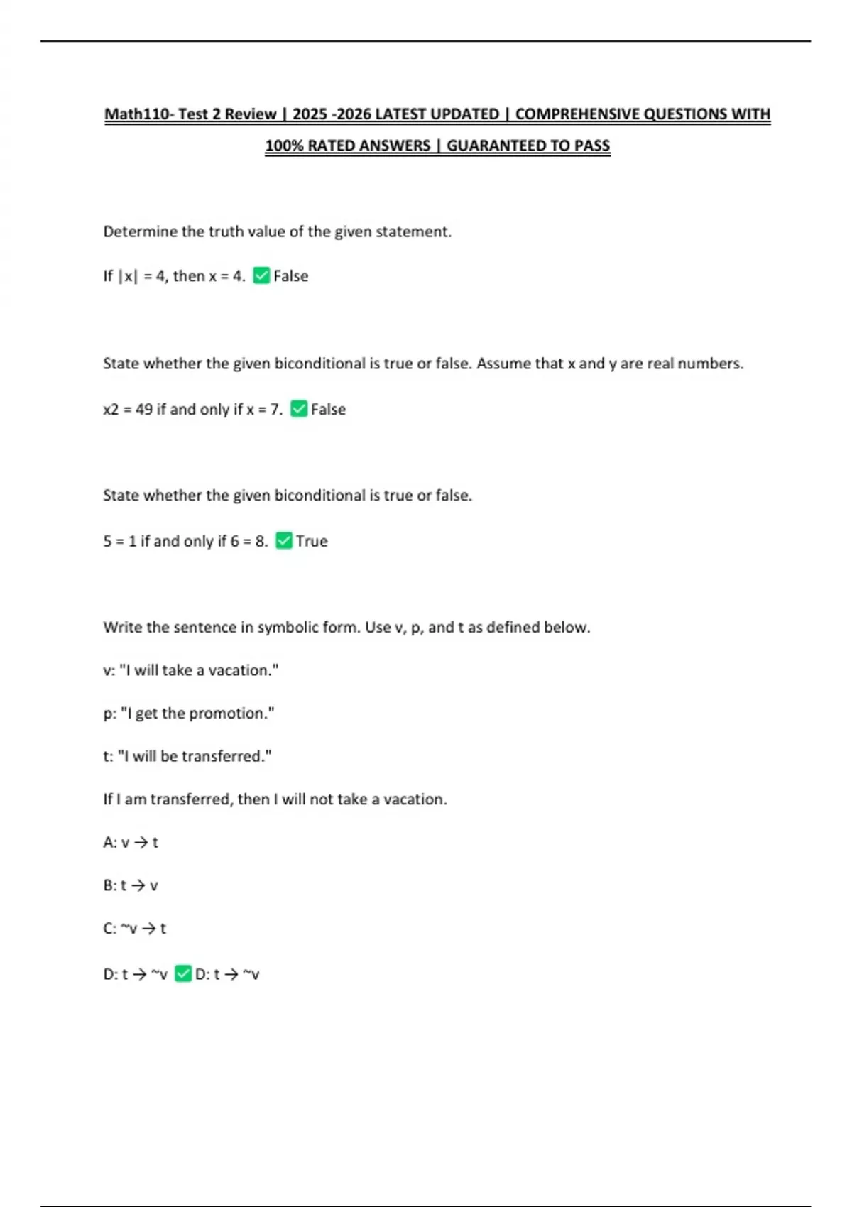 Math110- Test 2 Review | LATEST UPDATED | COMPREHENSIVE QUESTIONS WITH ...