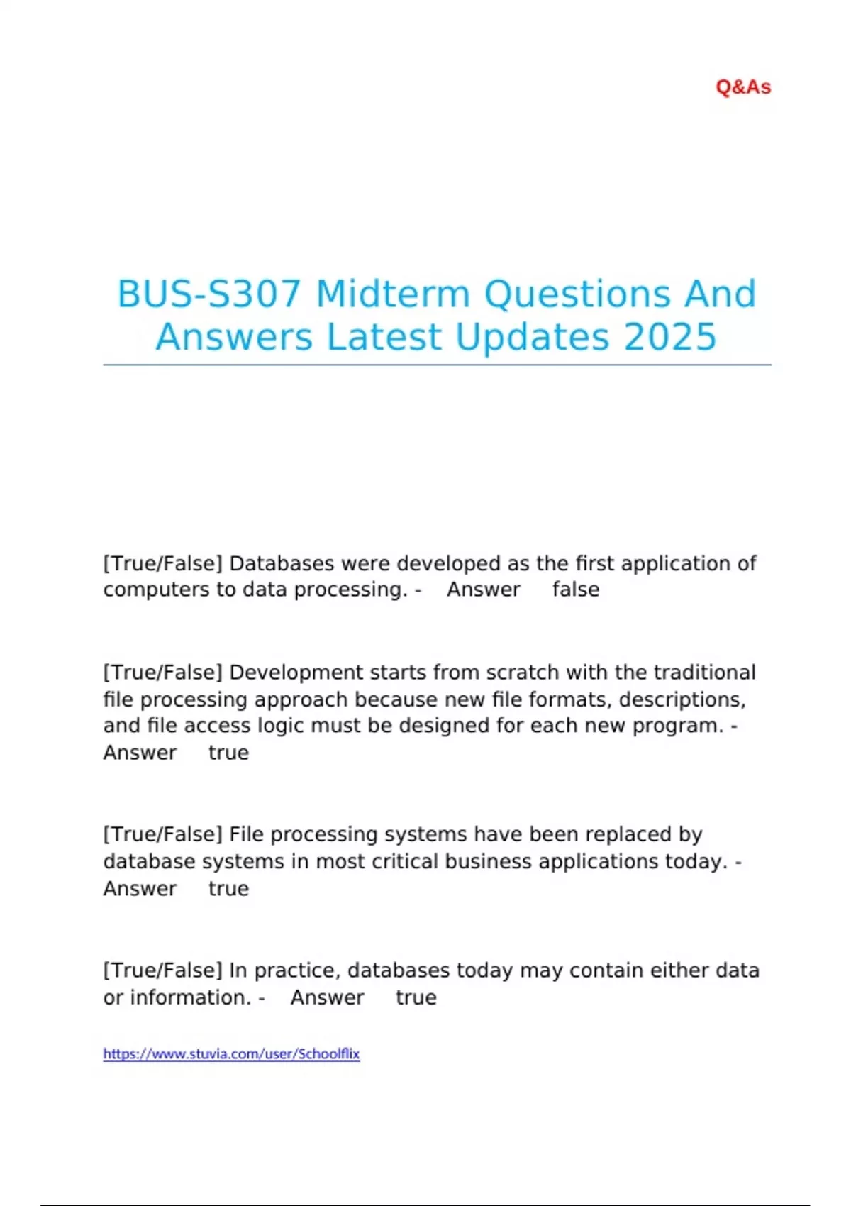 BUS 307 Package deal Questions And Answers 2025 - Stuvia US