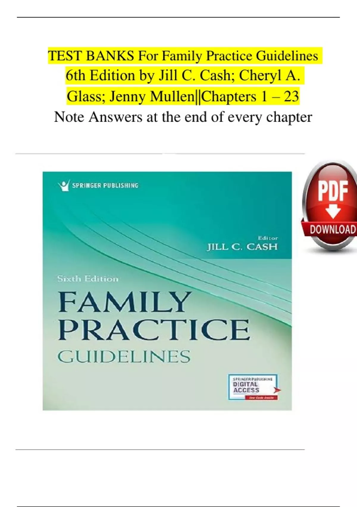 TEST BANKS For Family Practice Guidelines 6th Edition by Jill C. Cash ...