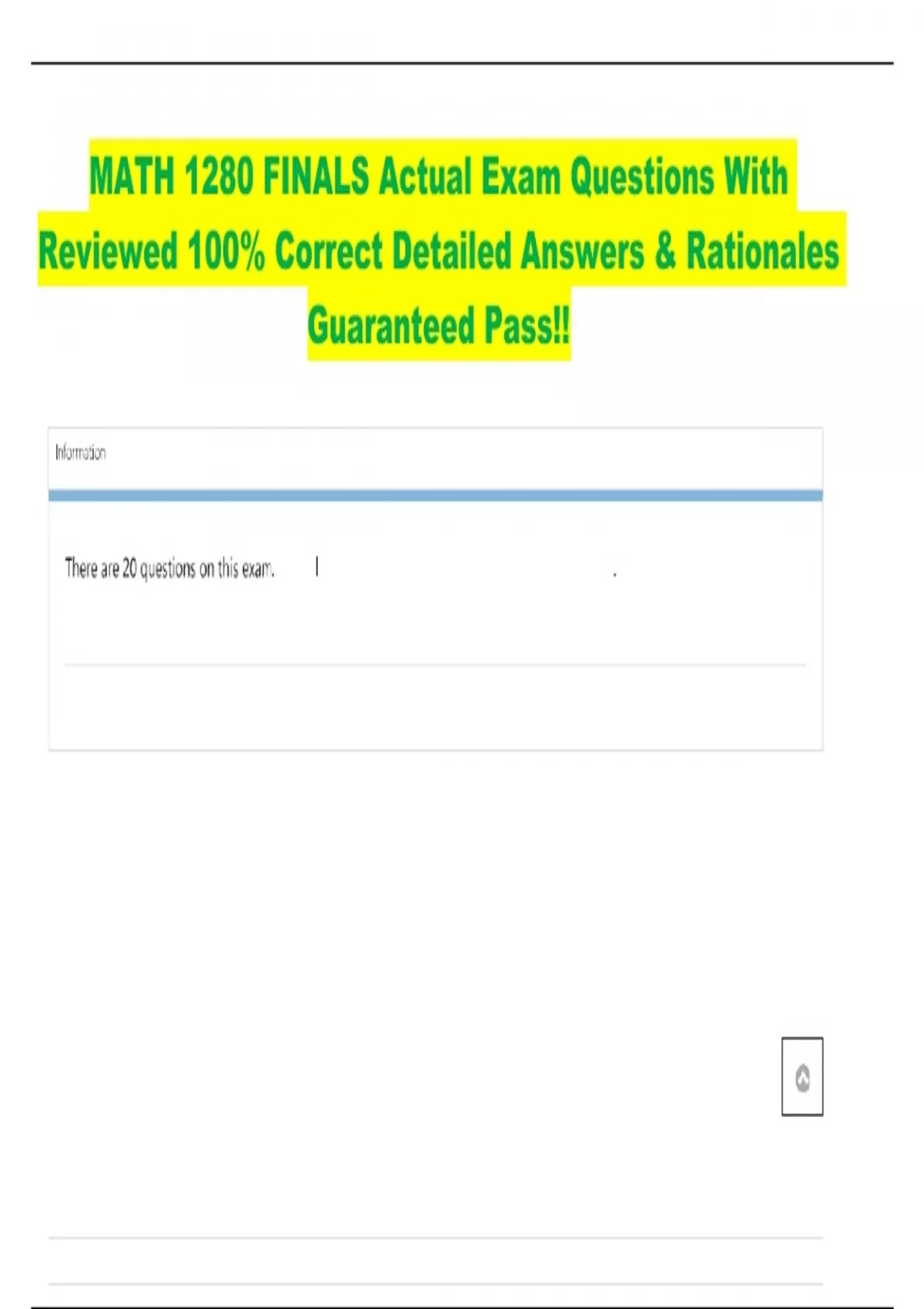 MATH 1280 FINALS Actual Exam Questions With Reviewed 100% Correct ...