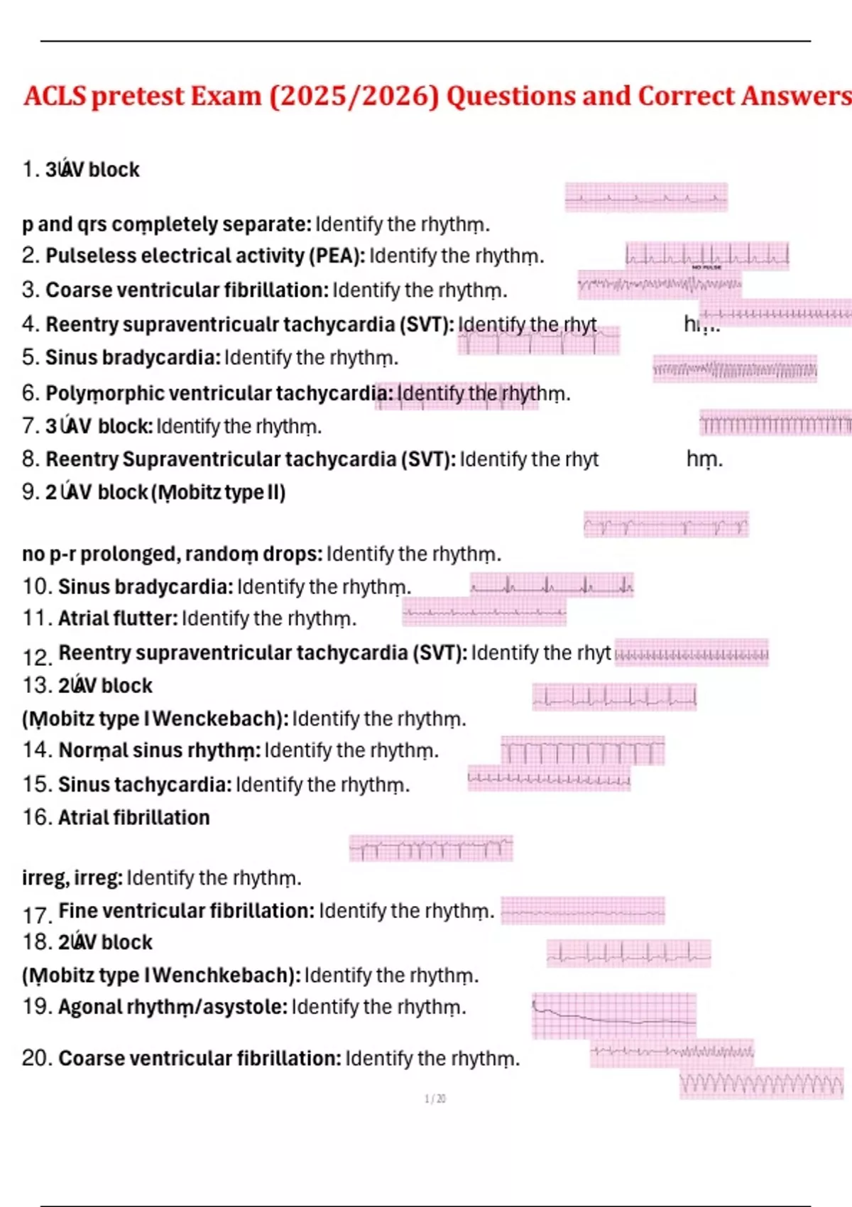 ACLS pretest Exam (2025/2026) Questions and Correct Answers - AHA ACLS ...