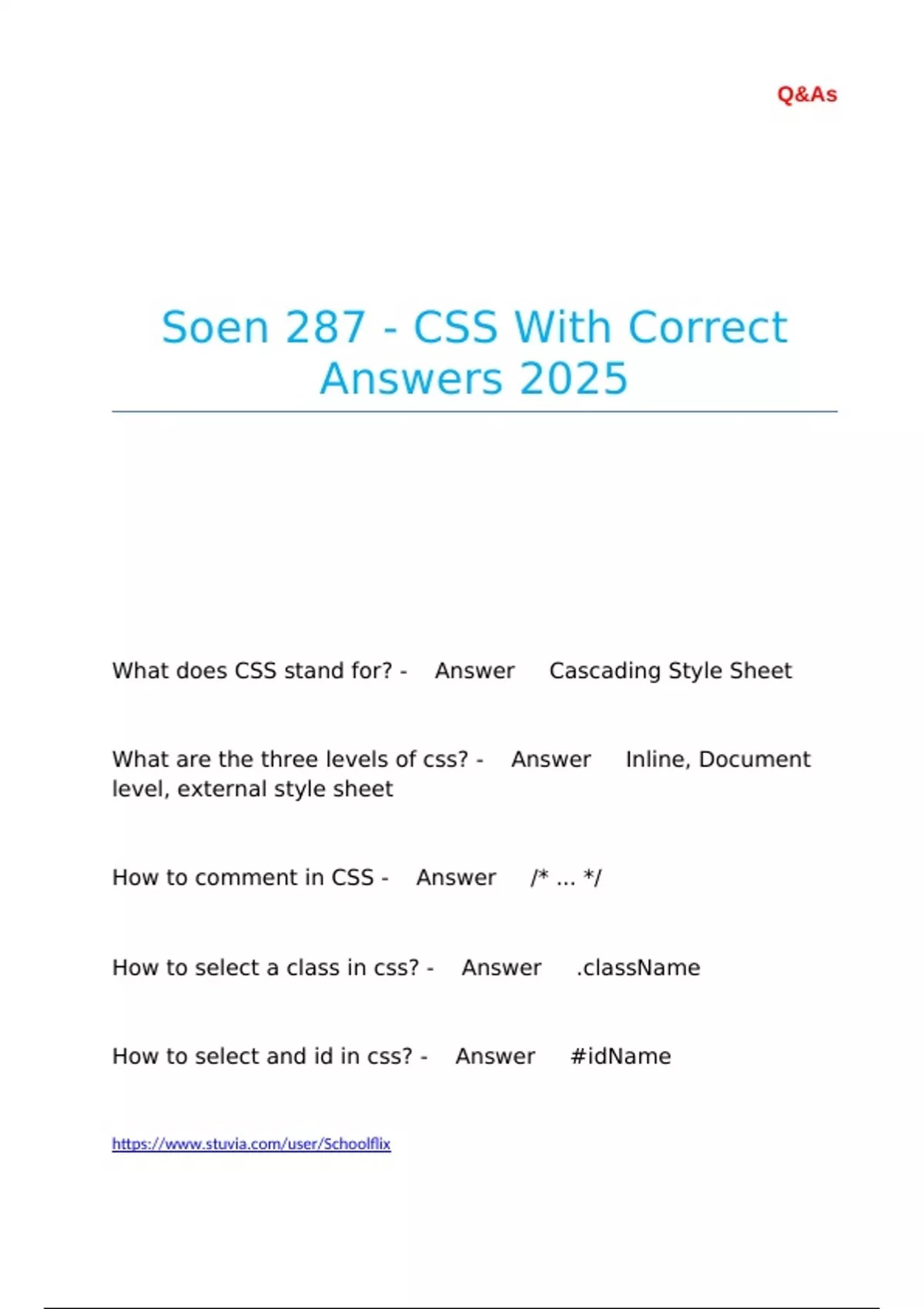 Soen 287 - CSS With Correct Answers 2025 - Soen 287 - Stuvia US