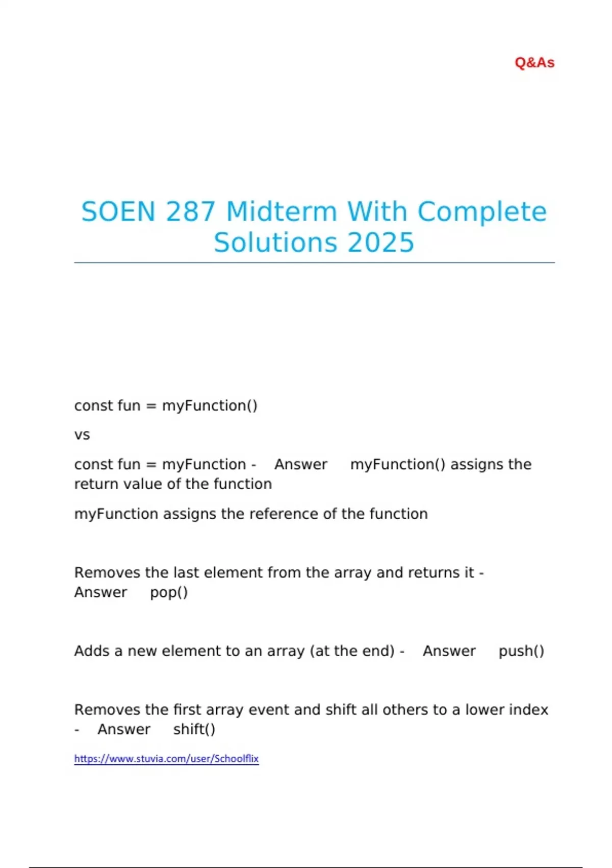 SOEN 287 Midterm With Complete Solutions 2025 - Soen 287 - Stuvia US