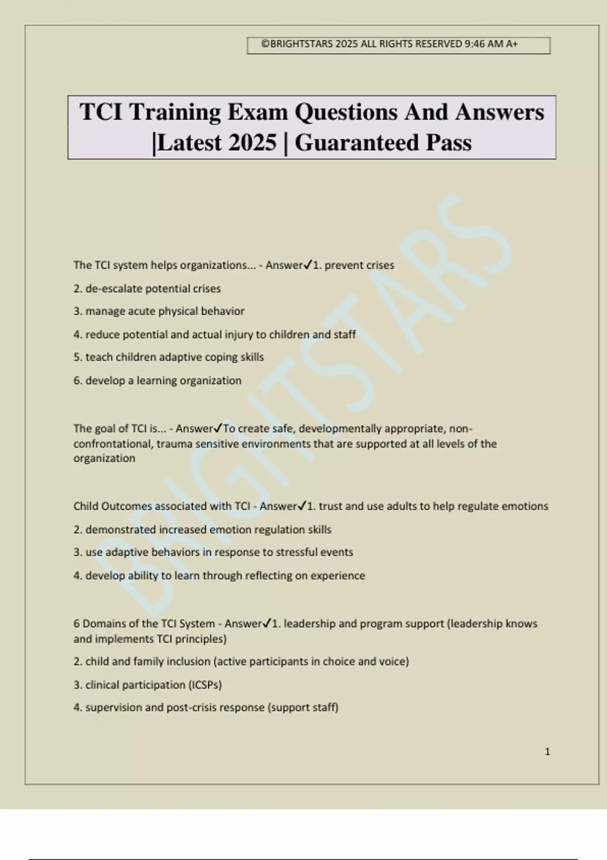 TCI Training Exam Questions And Answers |Latest 2025 | Guaranteed Pass ...