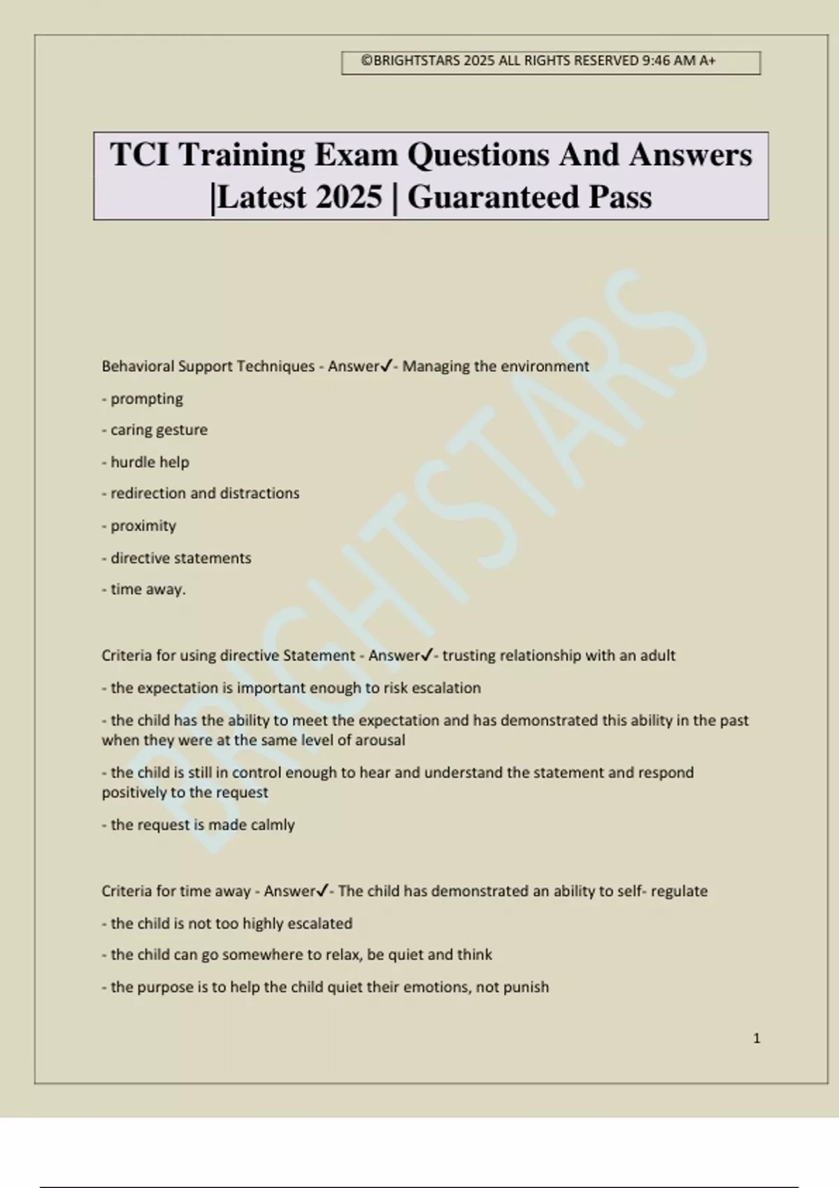 TCI Training Exam Questions And Answers |Latest 2025 | Guaranteed Pass ...