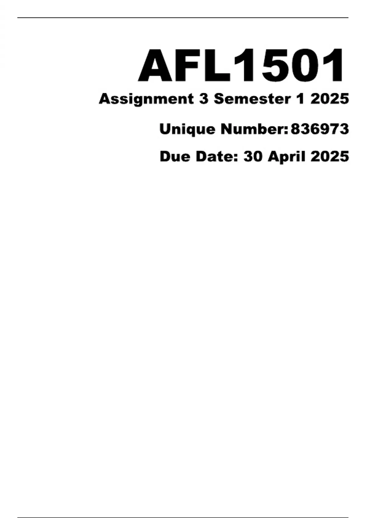 AFL1501 Assignment 3 (ANSWERS) Semester 1 2025 (836973) - DUE 30 April ...