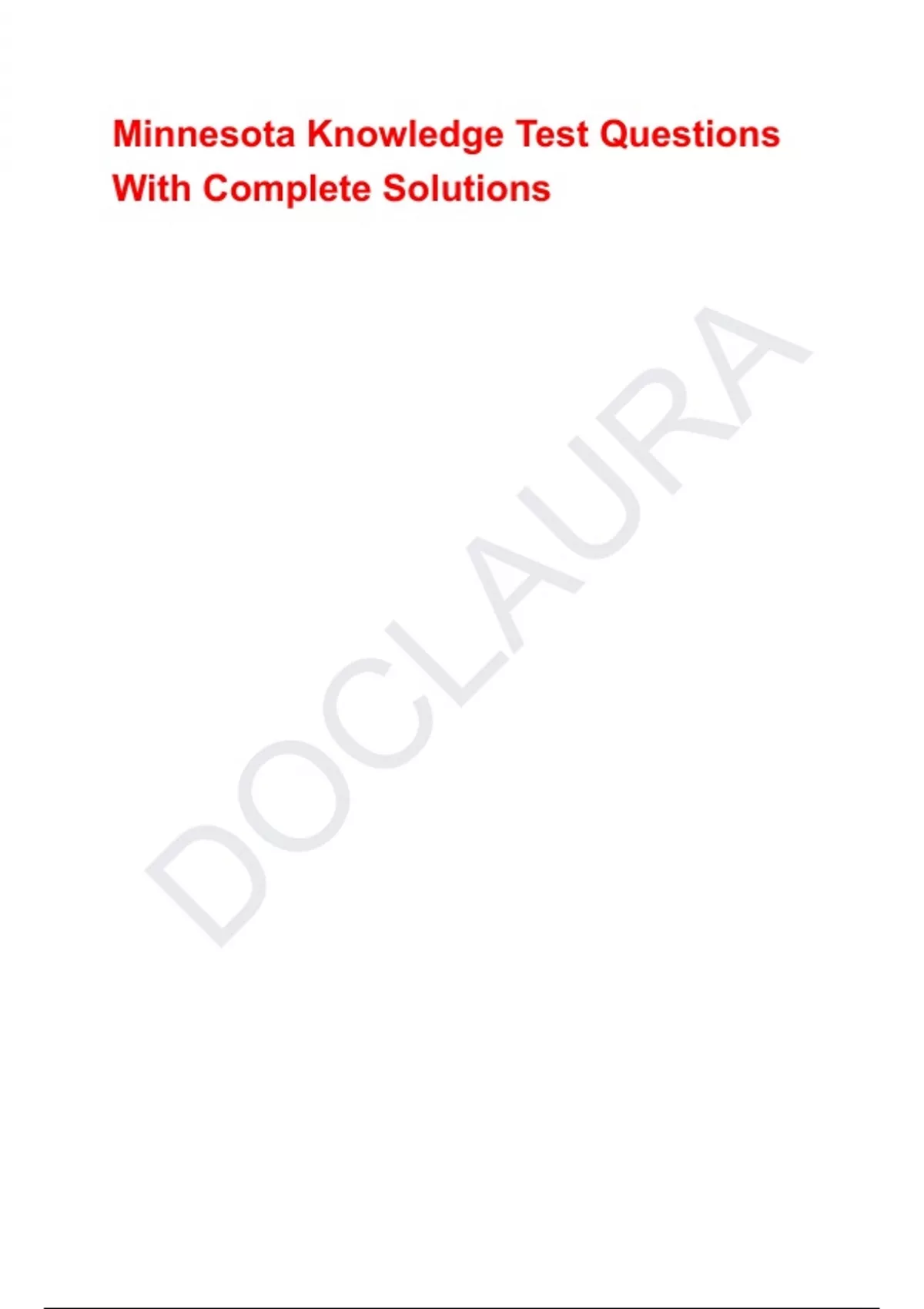 Minnesota Knowledge Test Questions With Complete Solutions - DMV ...