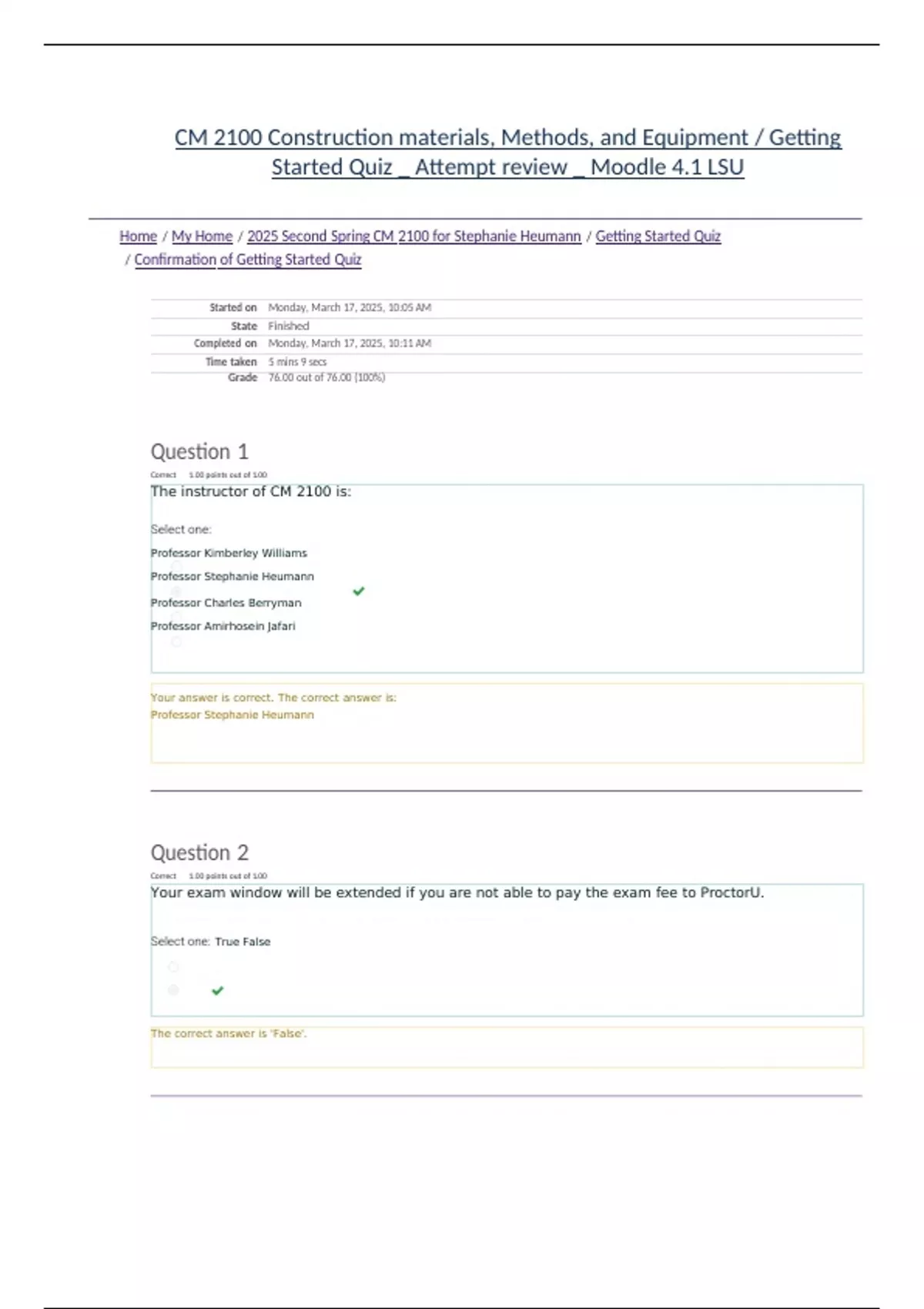CM 2100 Construction materials, Methods, and Equipment / Getting Started Quiz _ Attempt review ...