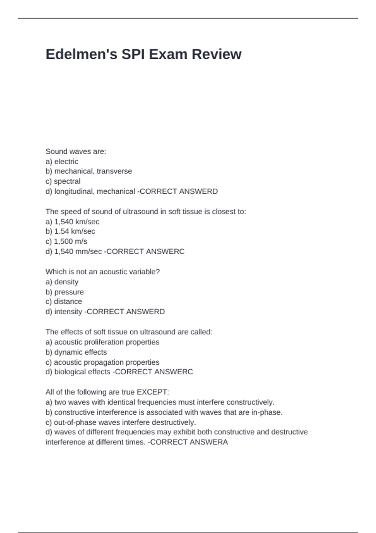 CTCM Test A - Edelmen\\\'s SPI - Stuvia US